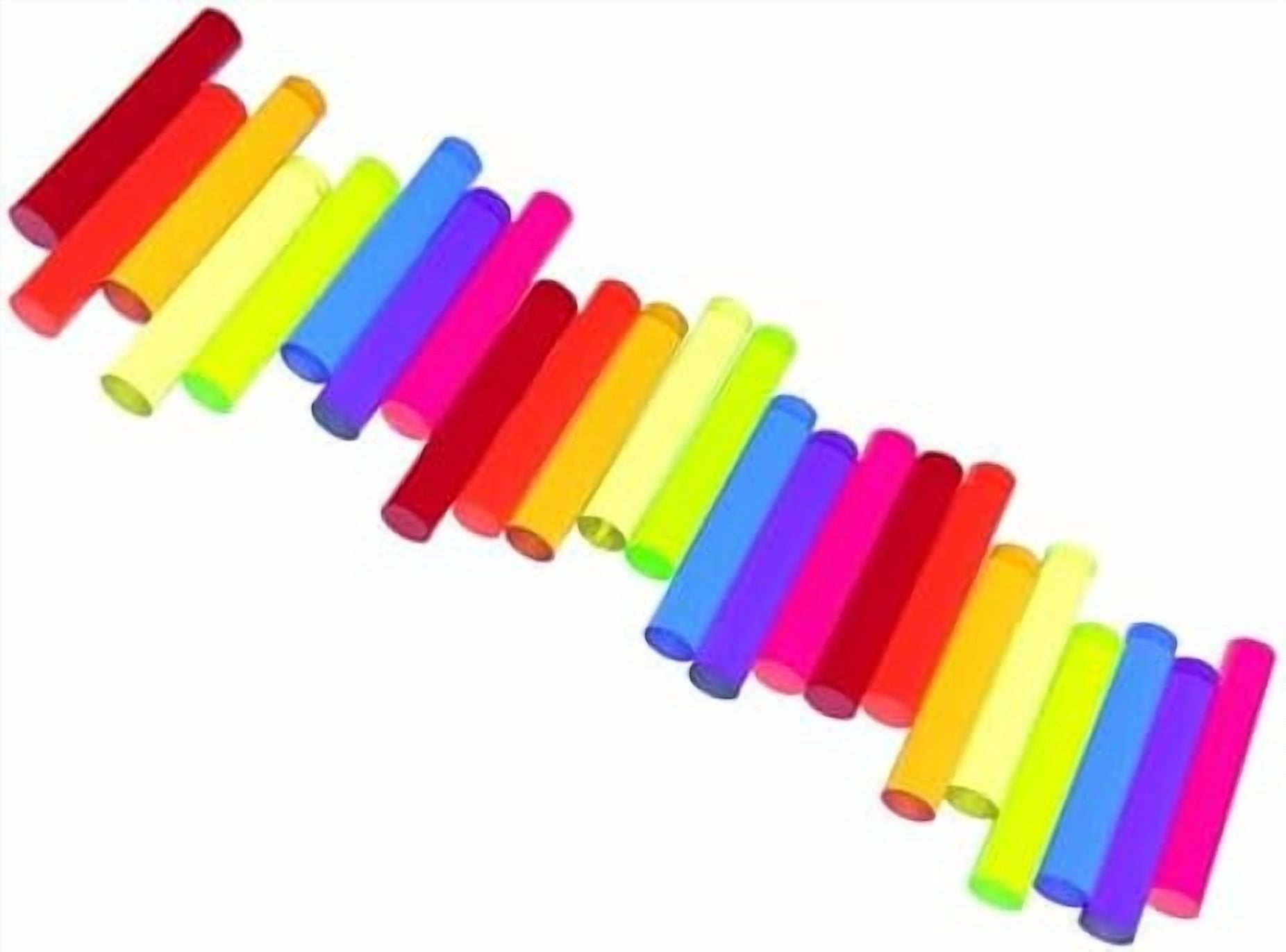 24 Pcs 1/2” OD x 3” (2 7/8") Long Clear Color Translucent Acrylic Dowel ...