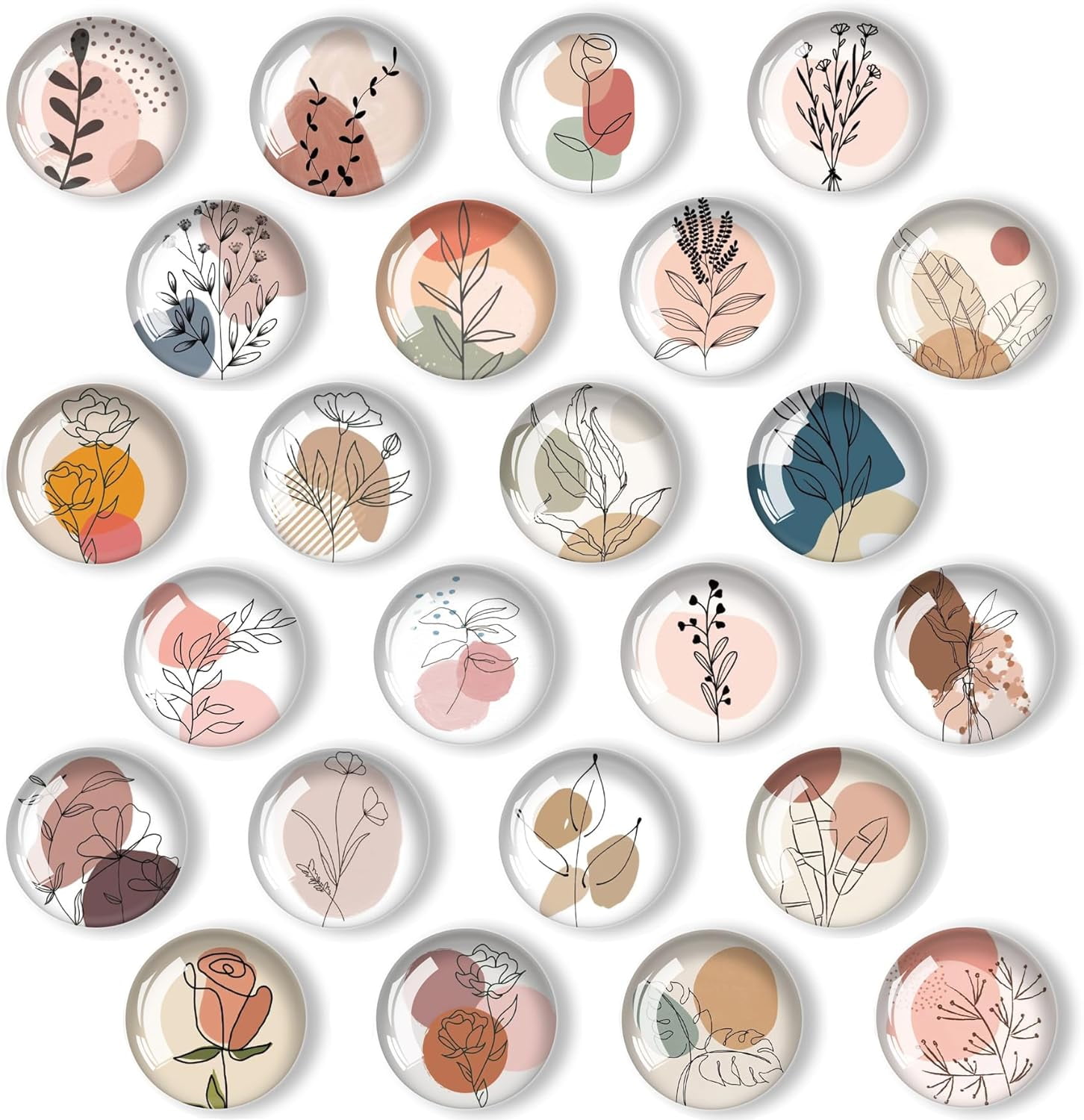 24 Pcs 1.2 in Round Glass Boho Refrigerator Magnets - Strong & Non ...