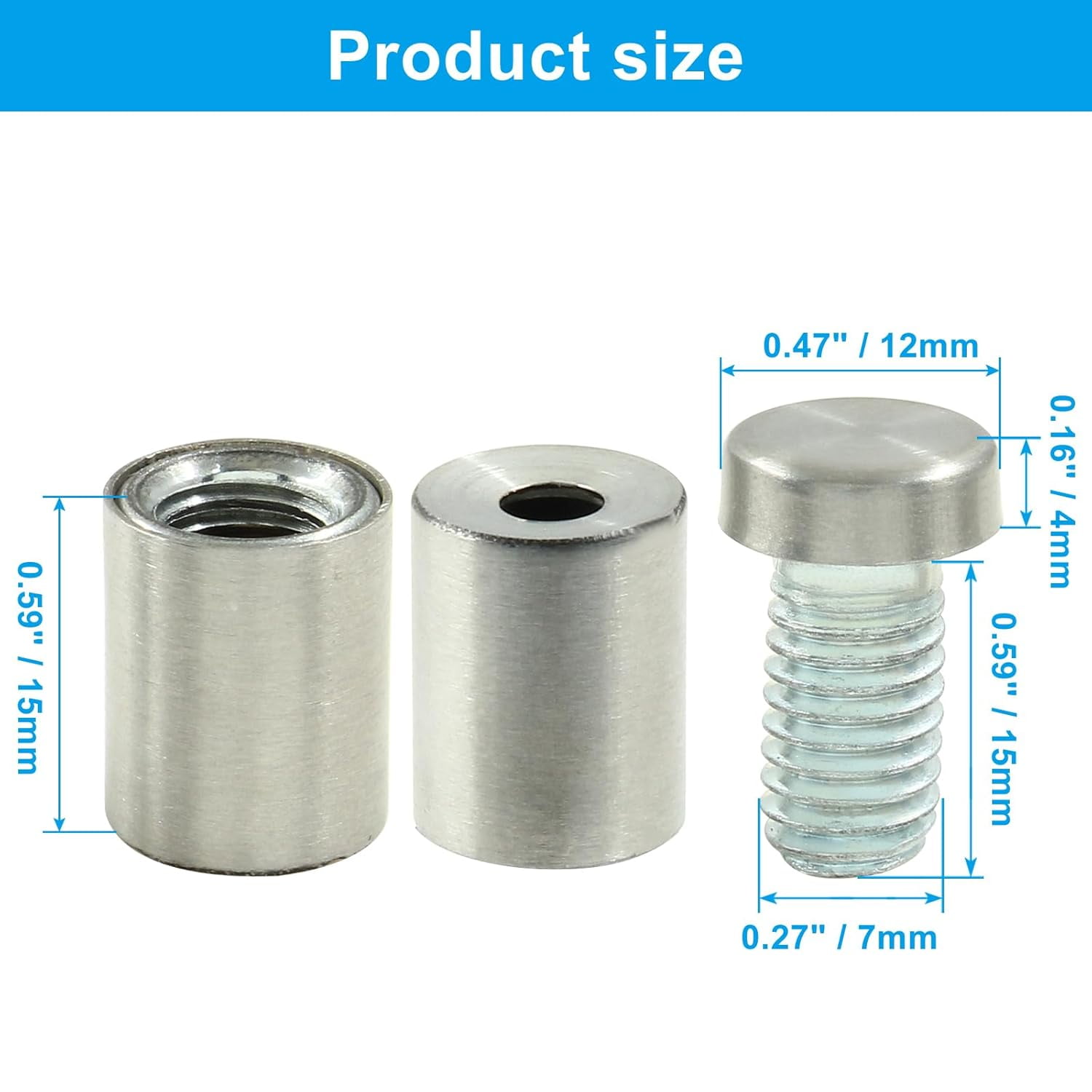 24 Pcs 1/2" x 0.78" Sign Standoff Screws, Stainless Steel Standoff ...