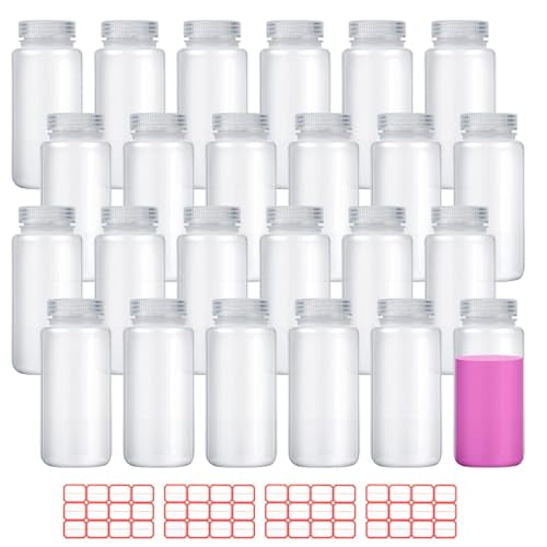 24 Pcs 16oz/500ml Plastic Sample Bottles with 4 Label Sheets Leak Proof ...