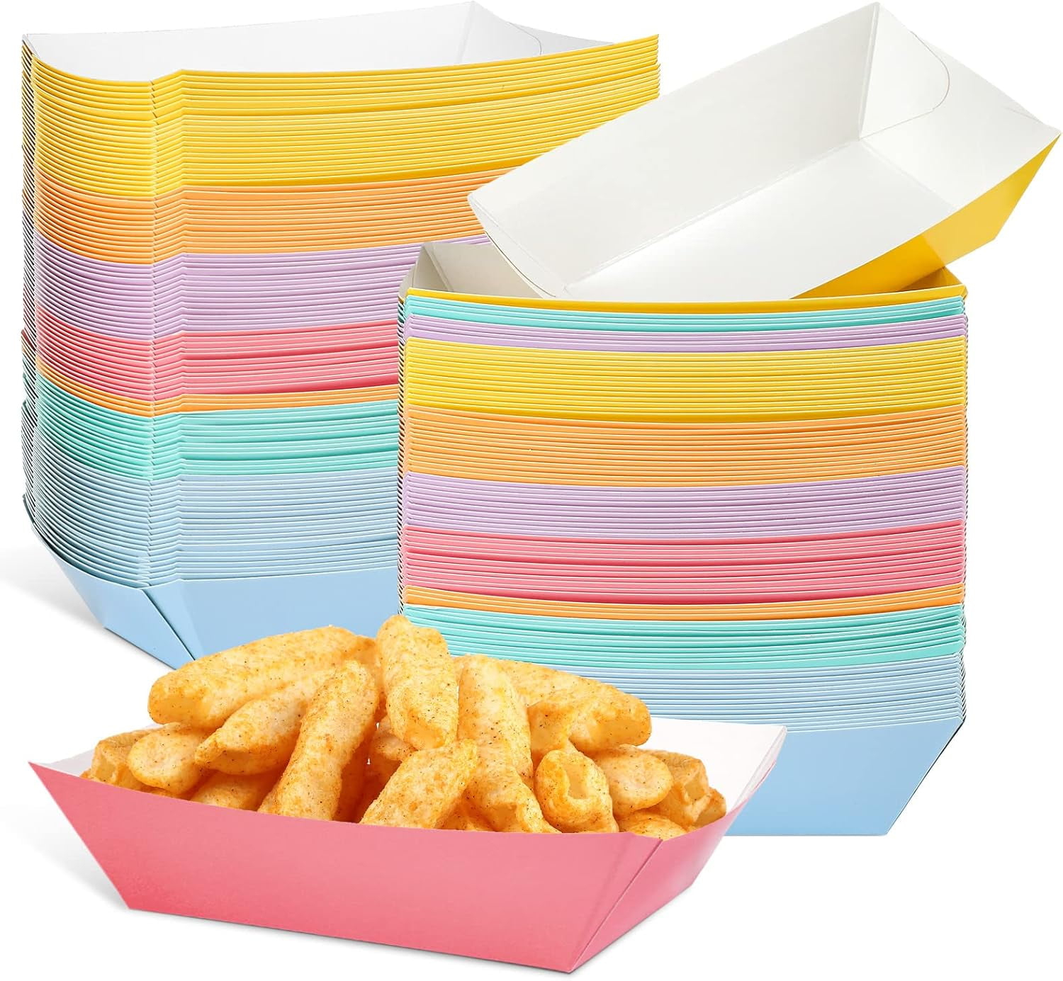 24 Pcs 1Lb Colorful Paper Food Trays Disposable Nacho Trays Hot Dog ...