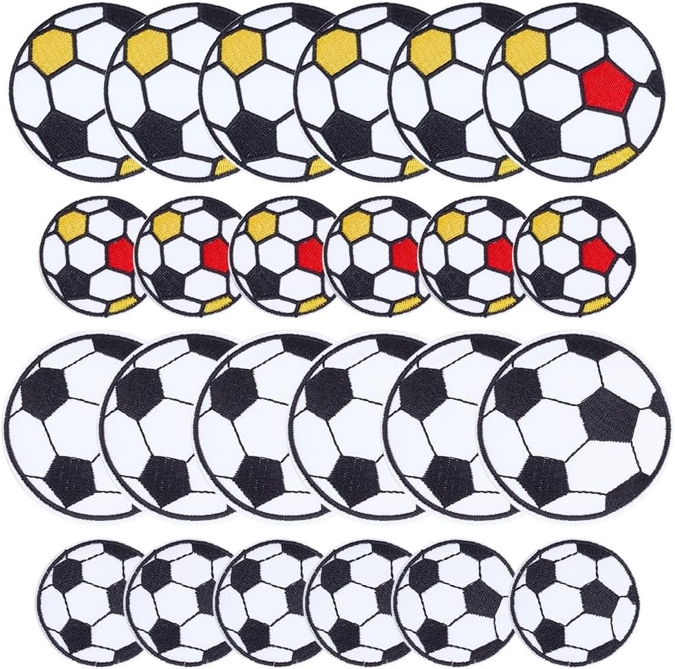 24 Pcs 2 Colors Soccer Ball Patches Cloth Sew on Patches Felt Appliques ...