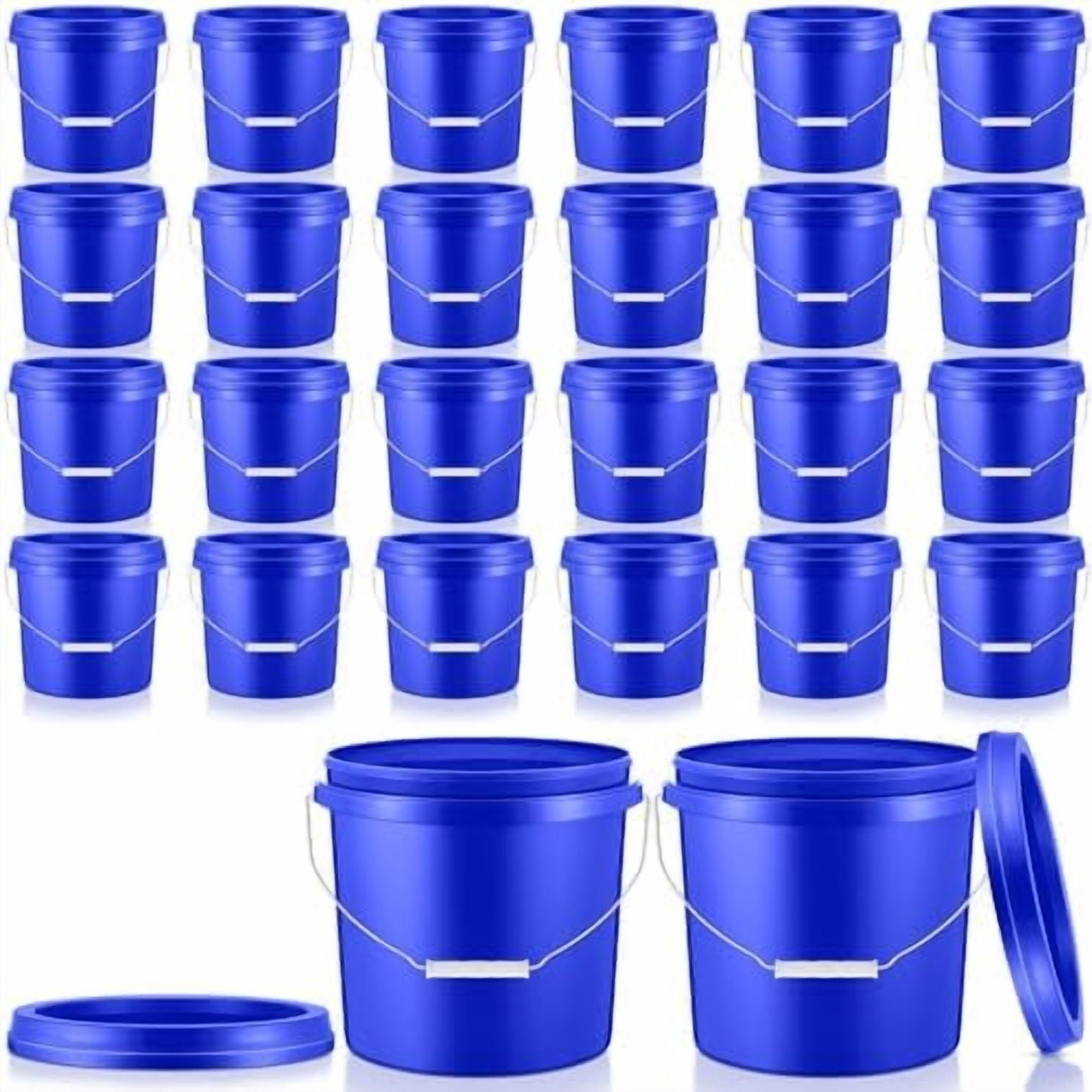 24 Pcs 2 Gallon Plastic Bucket with Lid Heavy Duty 2 Gallon Bucket Pail ...
