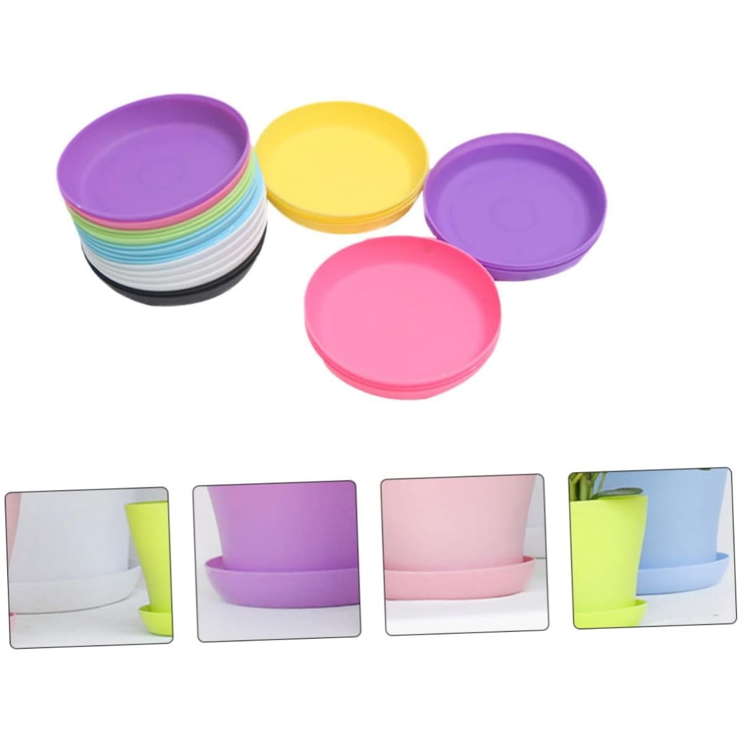 24 Pcs 2 inch Plant Saucer Topboutique Plastic Heavy Duty Sturdy Plant ...