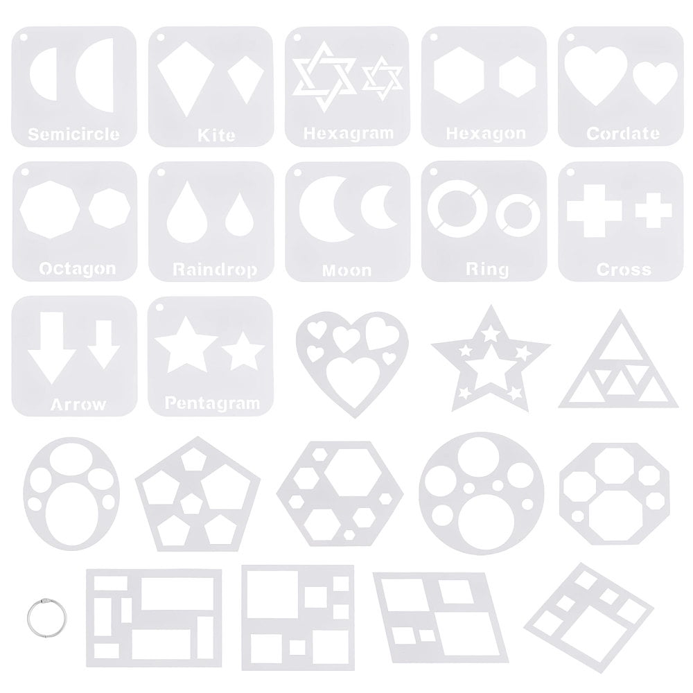 24 Pcs 24 Style Drawing Stencil Plastic Drawing Painting Stencil Mixed ...