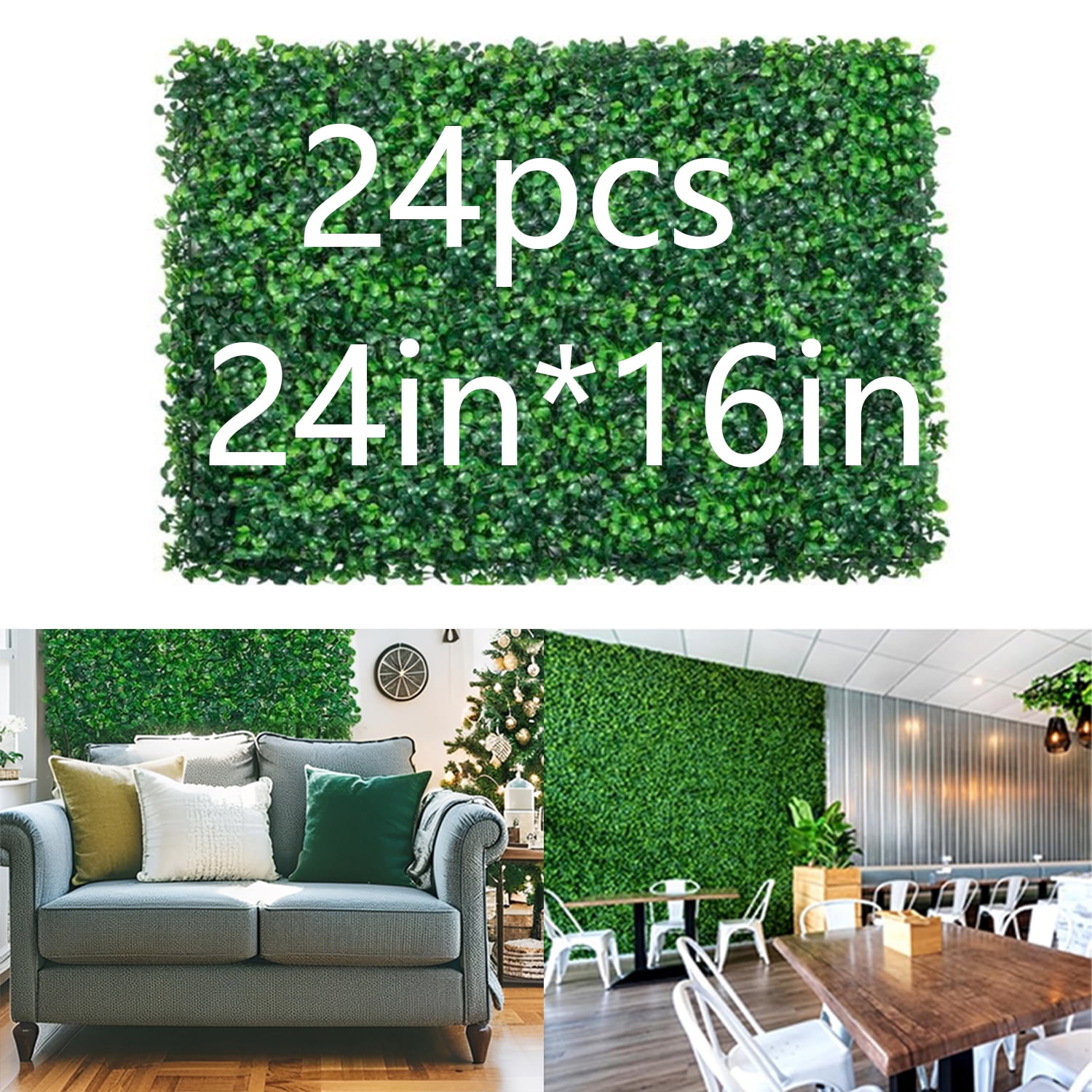 24 Pcs 24"x16" Artificial Boxwood Grass Wall Panels – 100% PE Sun-Proof ...