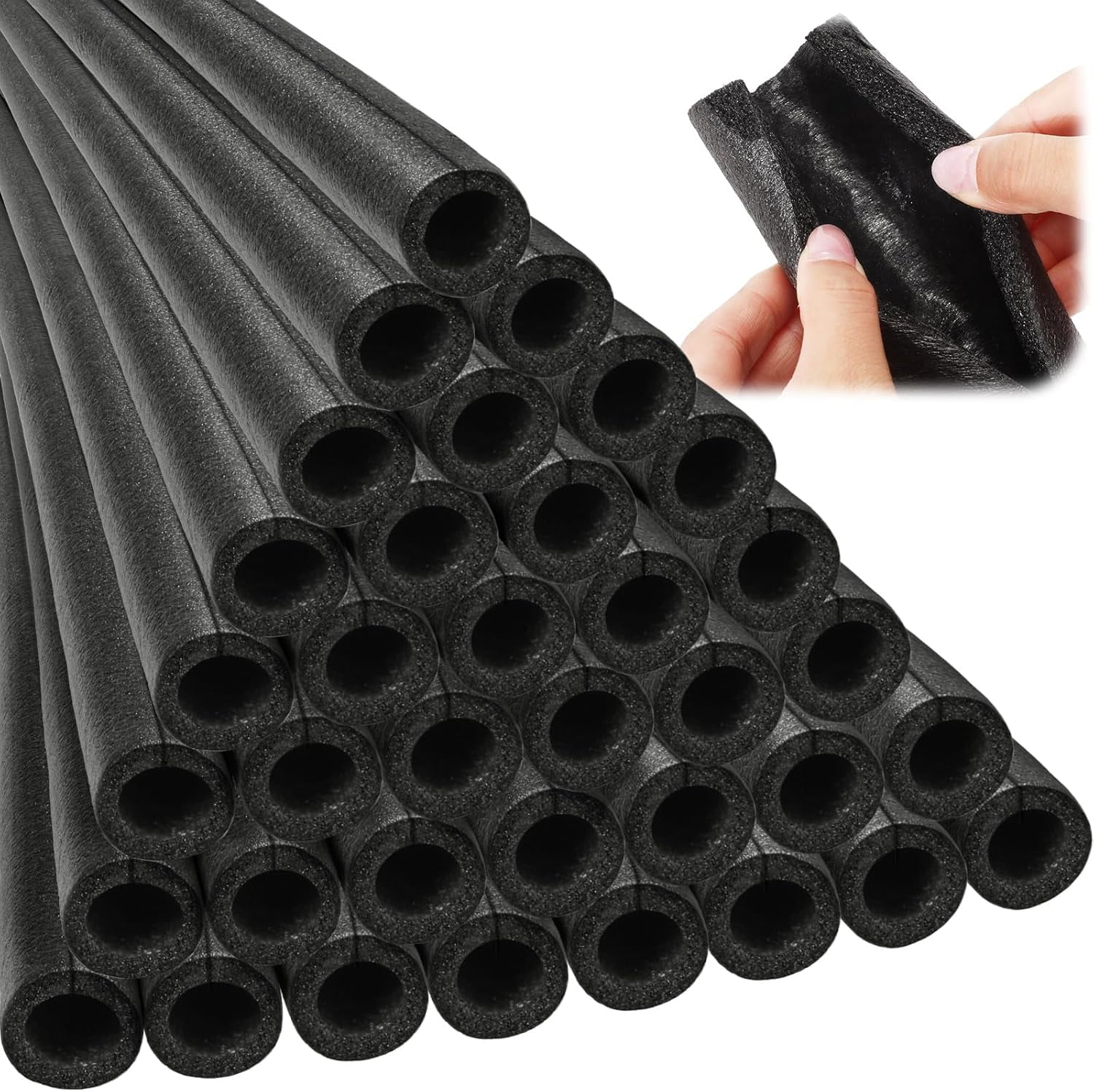 24 Pcs 3.3 Feet Foam Pipe Insulation Foam Tube Insulating Water Pipe ...
