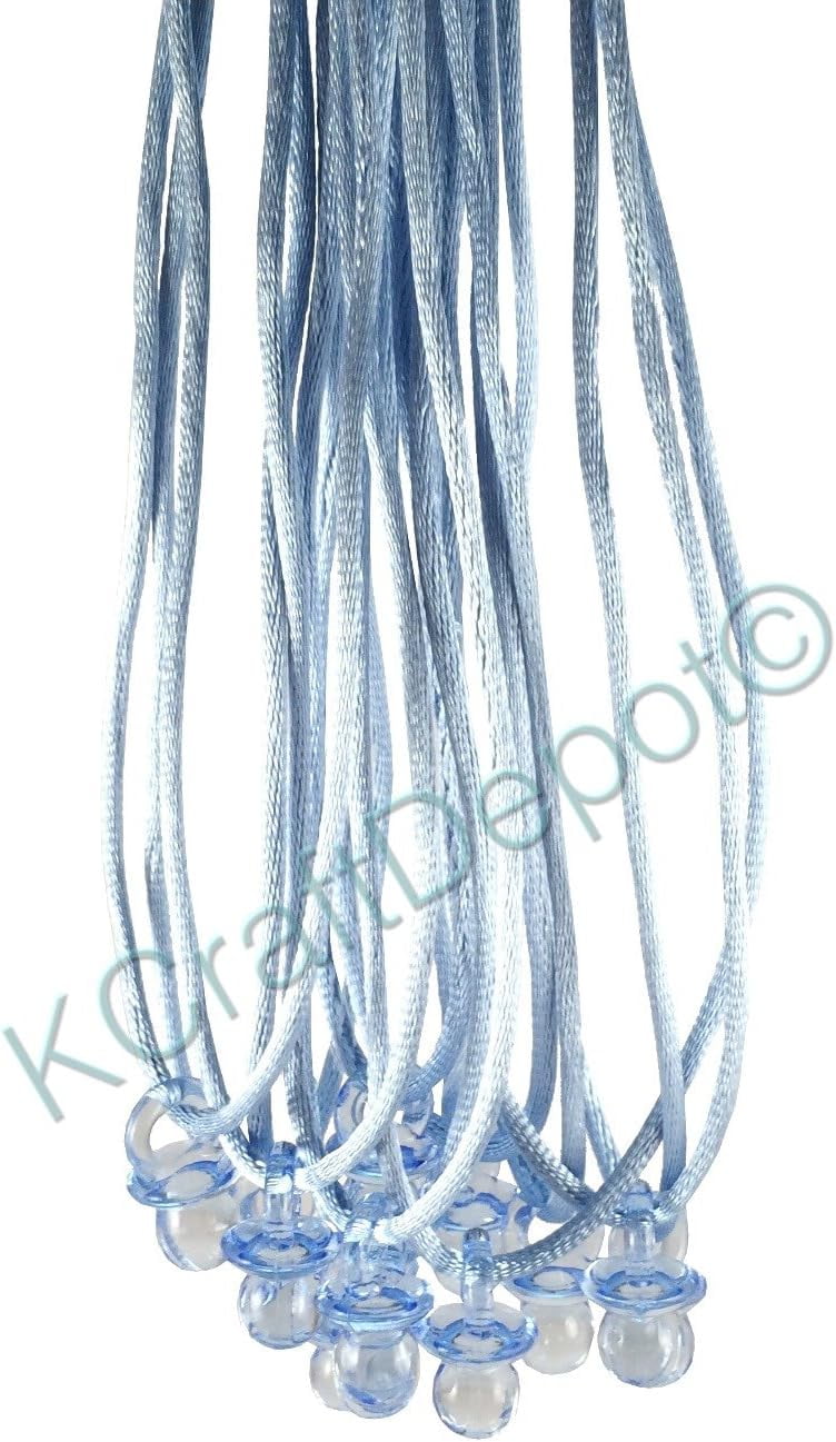 24 Pcs 3/4" Blue Plastic Pacifier with Blue Cord Necklaces "Don't Say ...