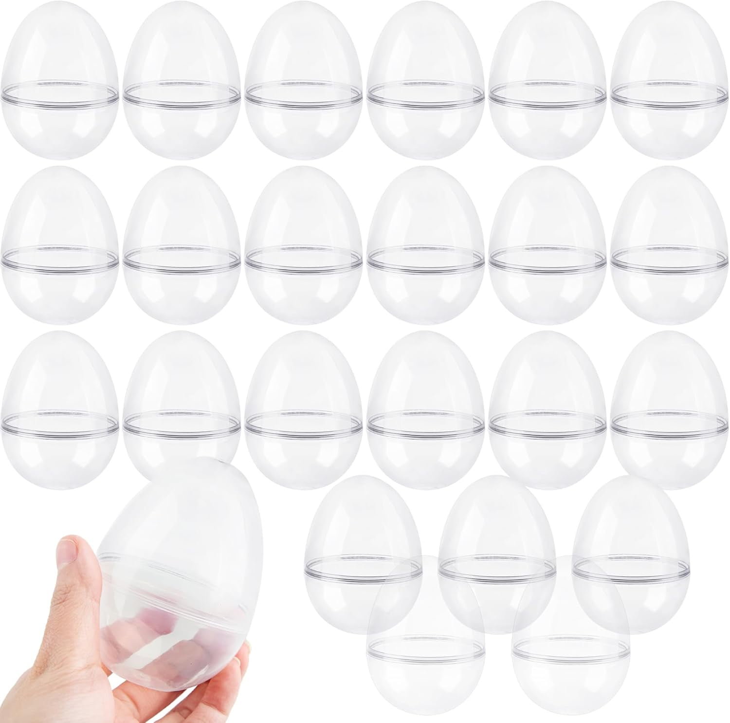 24 Pcs 3.5 Inch Plastic Clear Easter Eggs Small Translucent Fillable ...