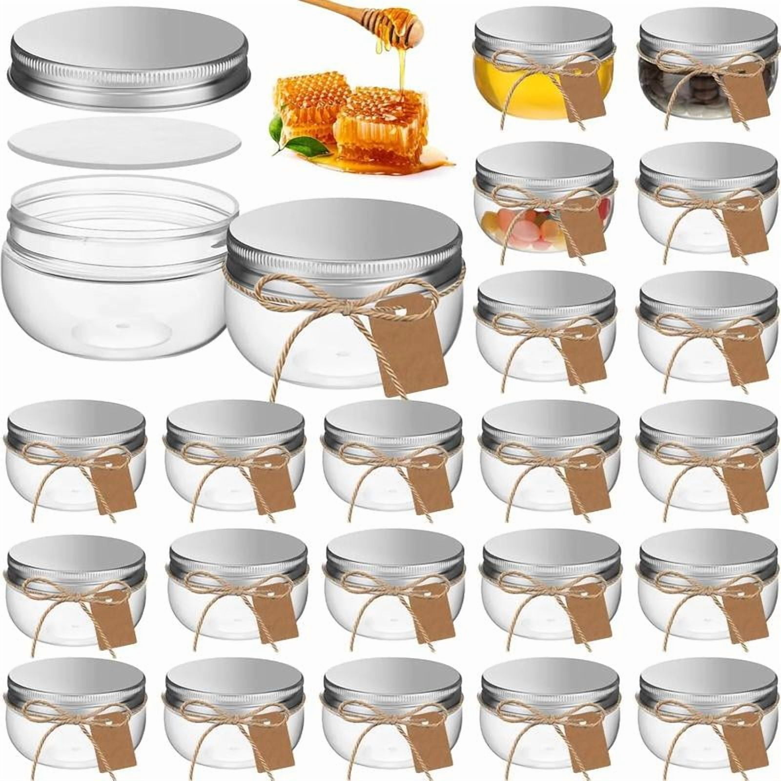24 Pcs 3 oz Mini Wide Mouth Plastic Jars with Lids Small Canning Yogurt ...
