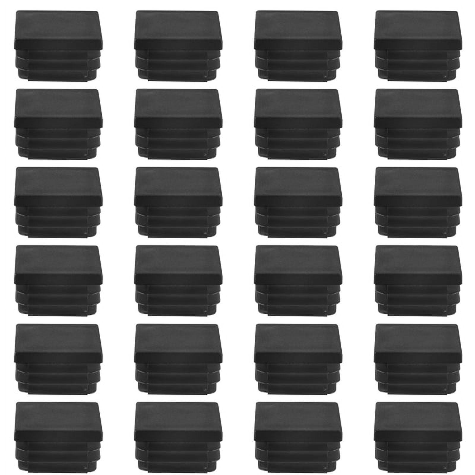 24 Pcs 30mm x 30mm Plastic Ribbed Square End Caps Tube Insert Black ...