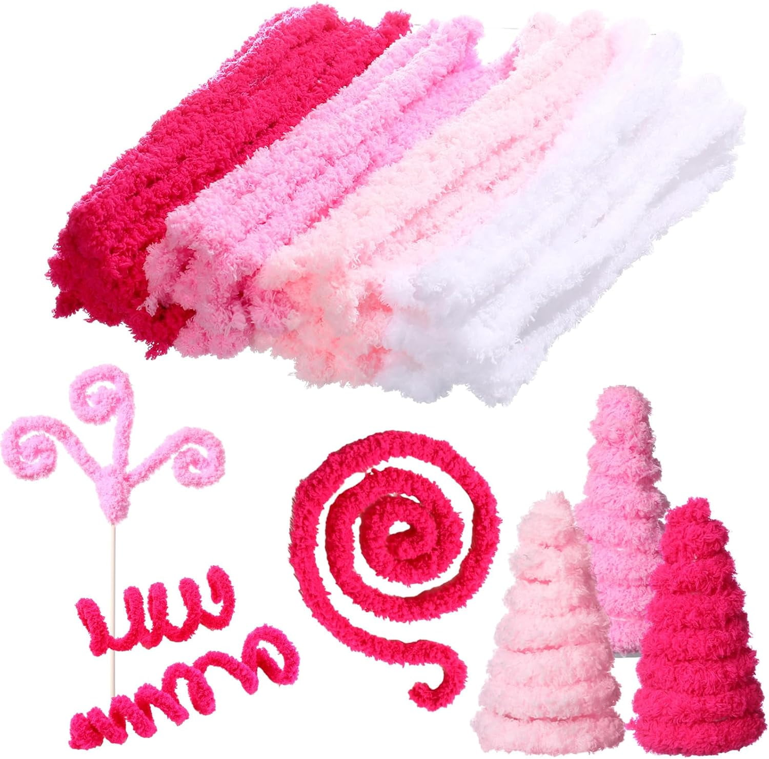 24 Pcs 39.37 Inches Jumbo Coral Fleece Pipe Cleaners Craft Large Bulk ...