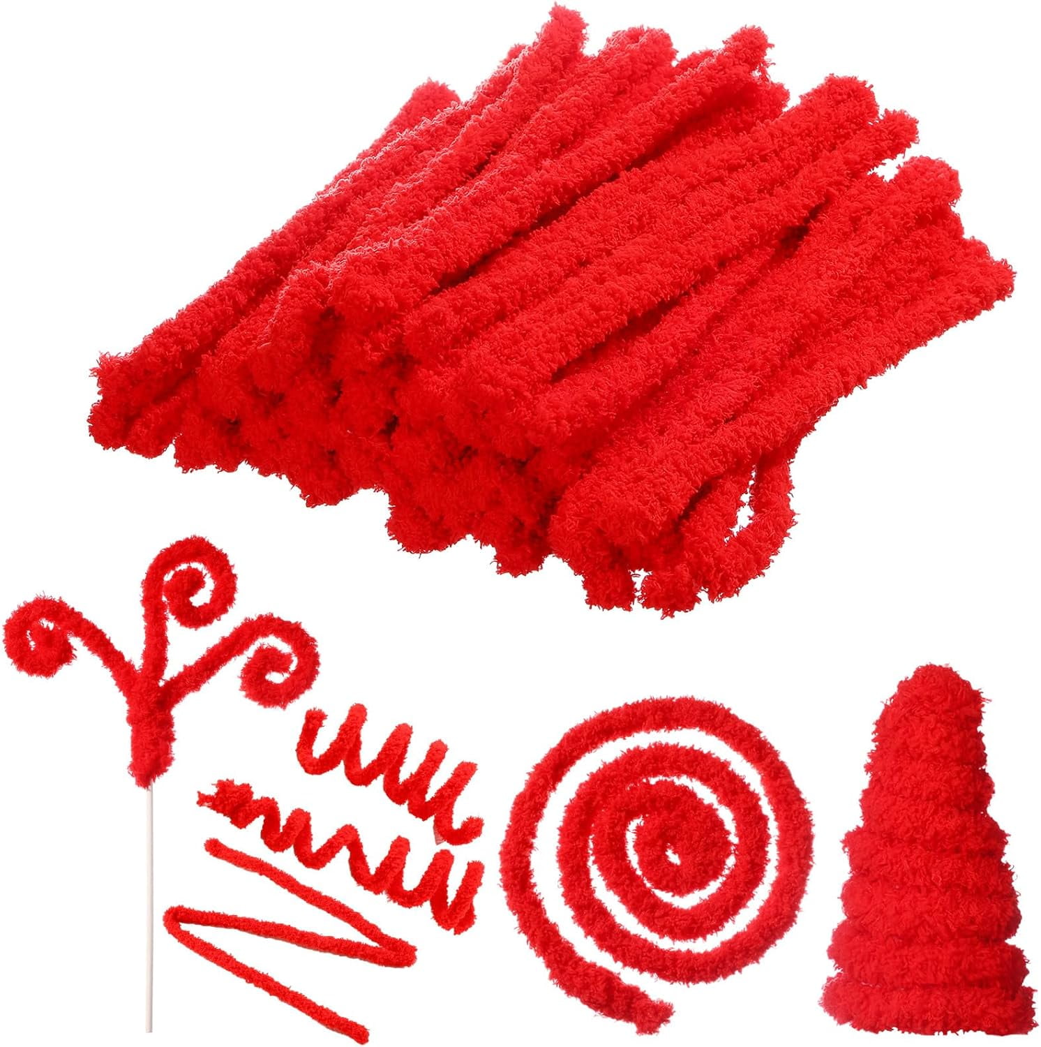 24 Pcs 39.37 Inches Jumbo Coral Fleece Pipe Cleaners Craft Large Bulk ...