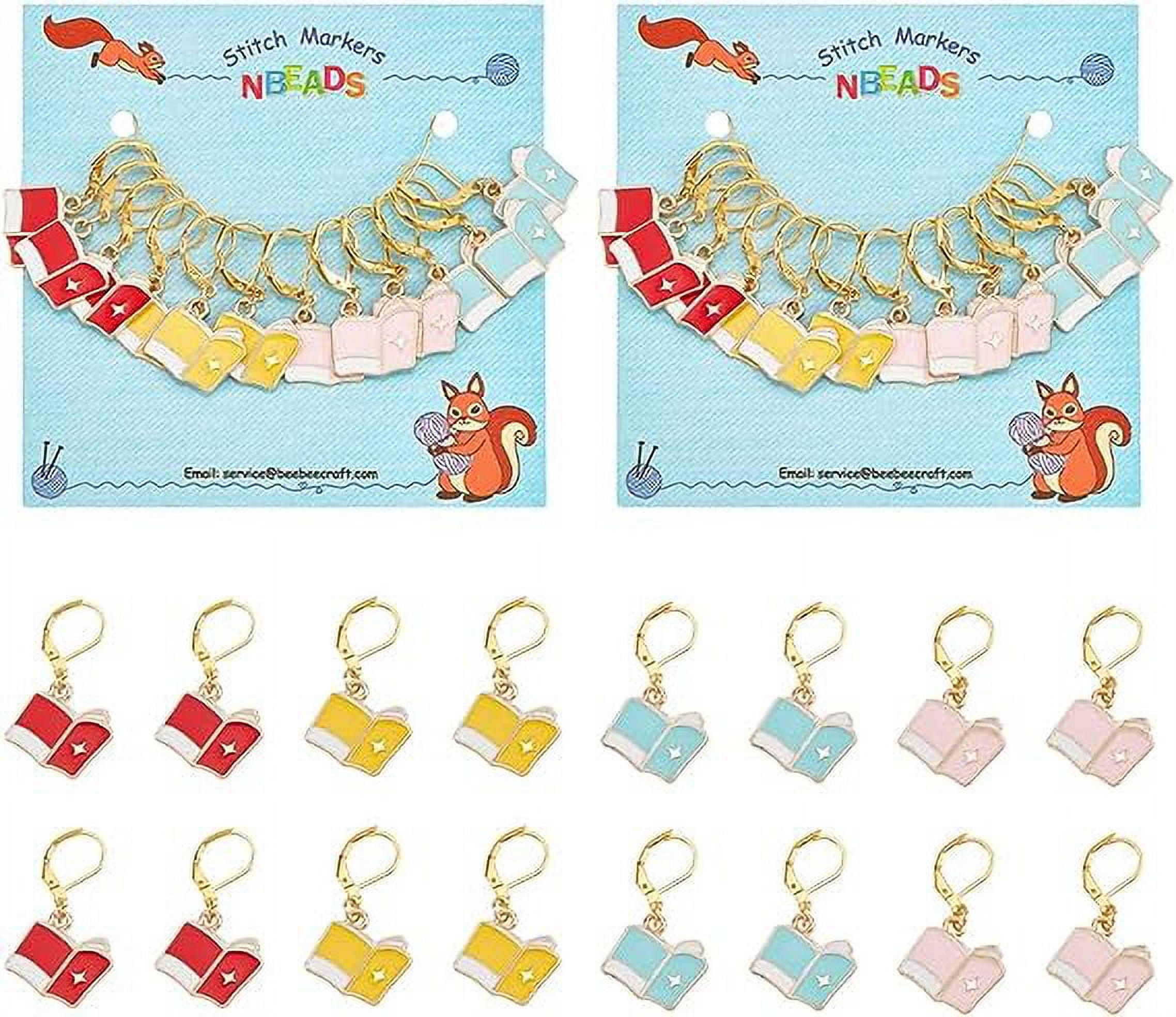 24 Pcs 4 Colors Book Stitch Markers, Alloy Crochet Stitch Marker Book ...