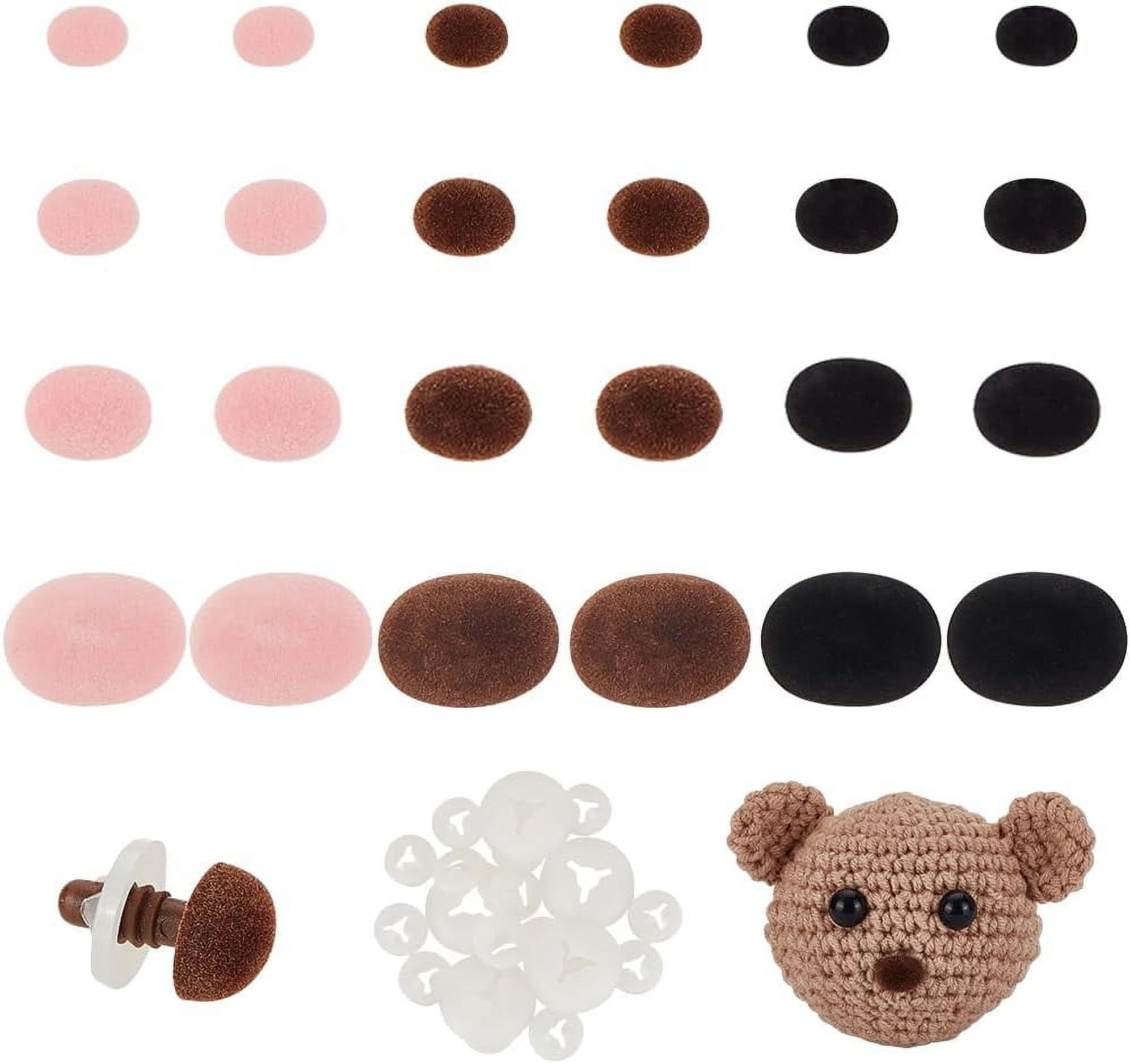 24 Pcs 4 Sizes Flocking Safety Noses 3 Colors Plastic Oval Crafting ...