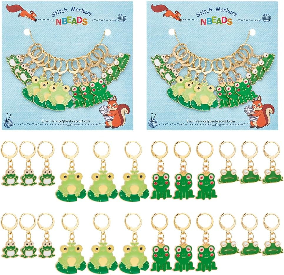 24 Pcs 4 Styles Frogs Stitch Markers Alloy Enamel Crochet Stitch Marker ...