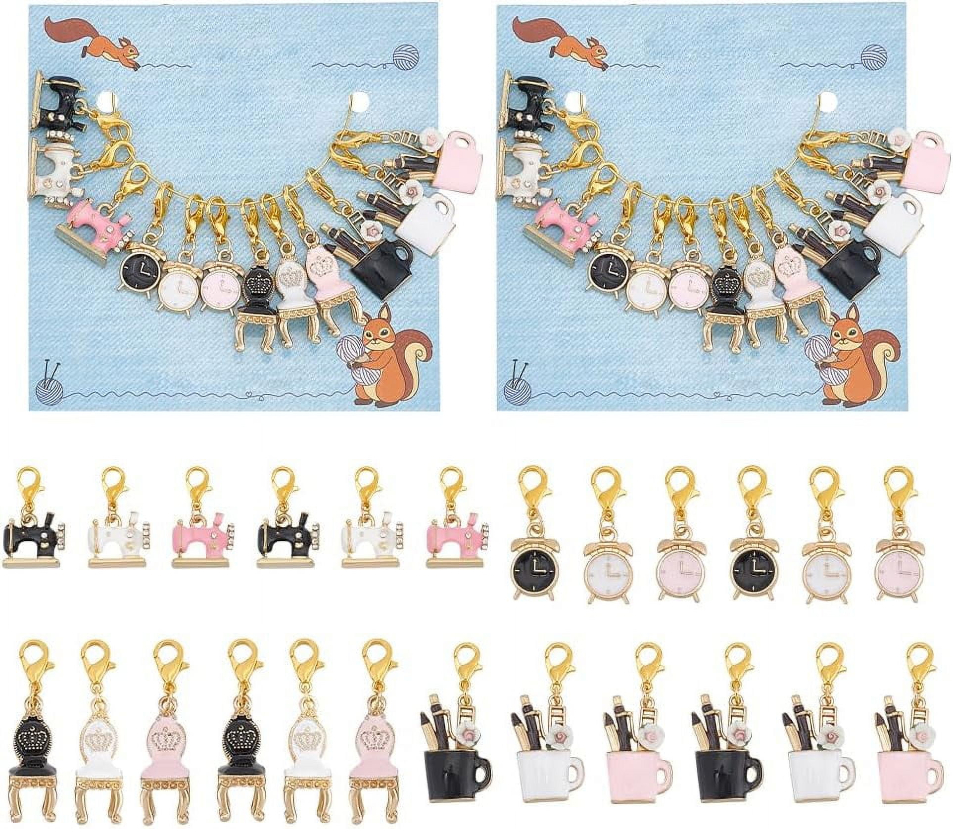 24 Pcs 4 Styles Life Theme Stitch Marker Alloy Enamel Crochet Stitch ...