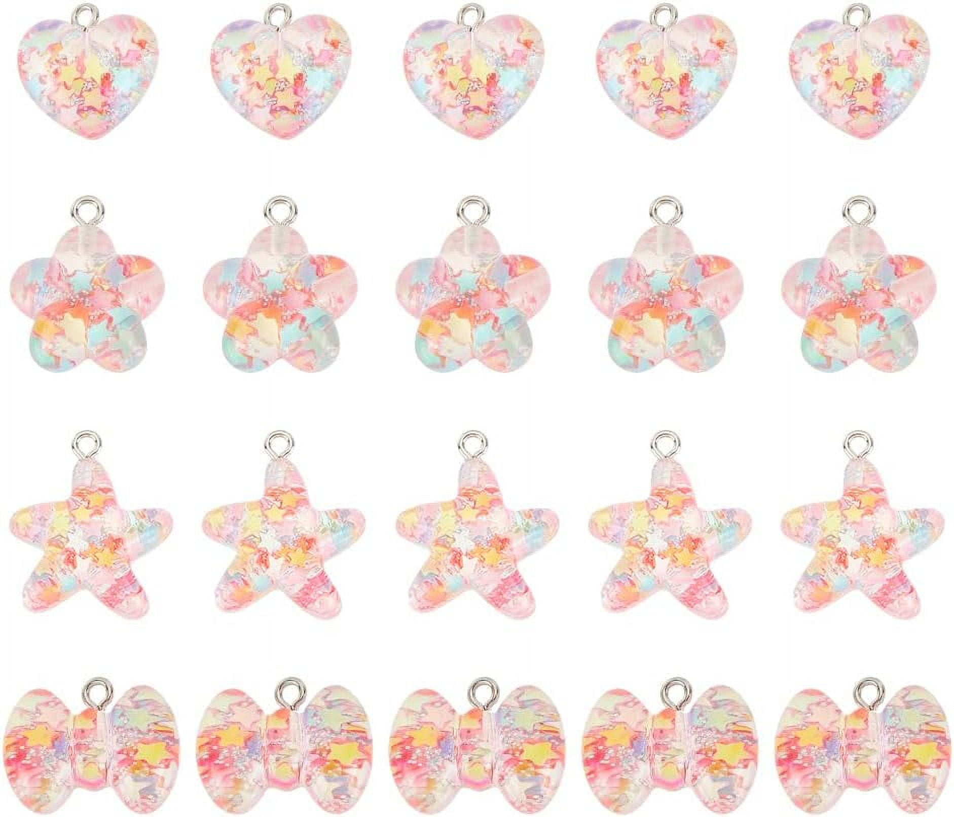 24 Pcs 4 Styles Resin Charms Pendants Colorful Flatback Cabochons ...