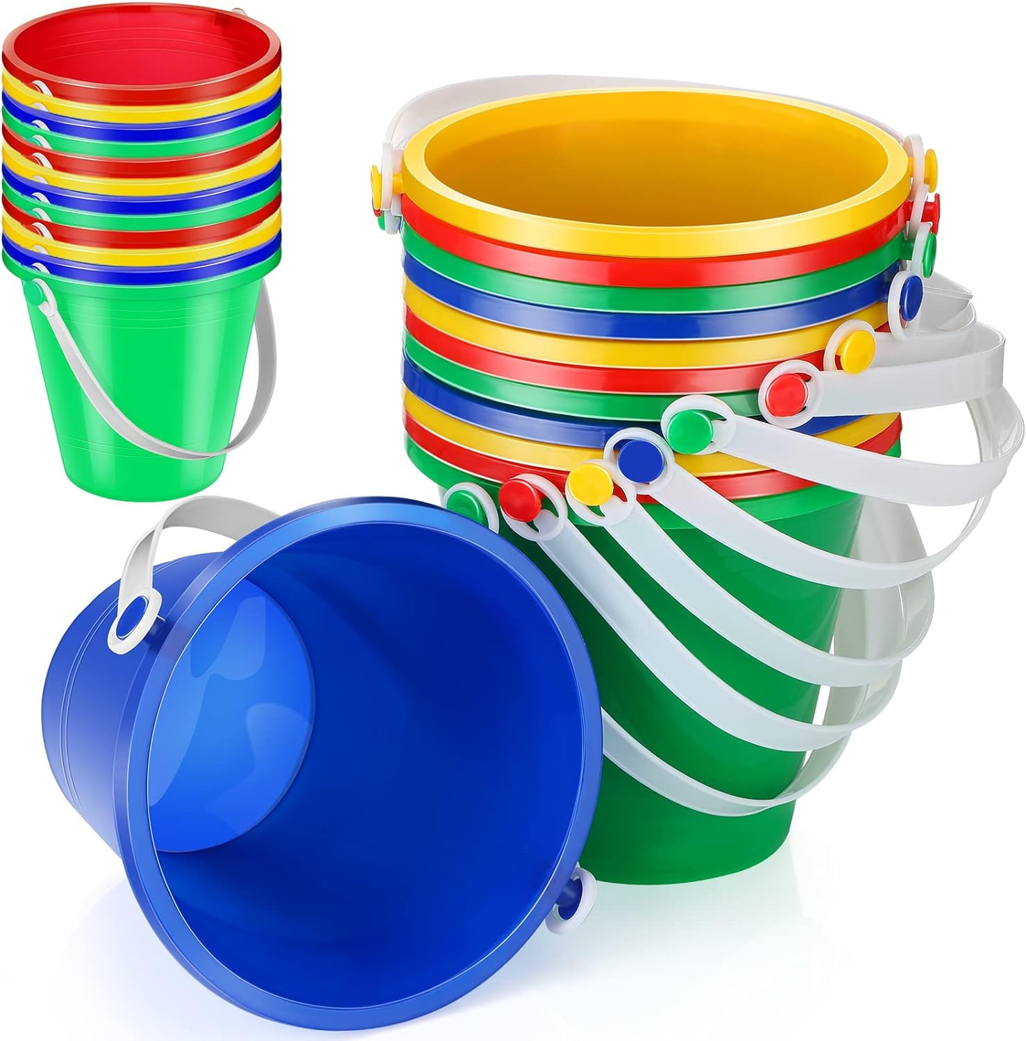 24 Pcs 5 Inch Beach Bucket Sand Buckets Colorful Fun Plastic Pails and ...