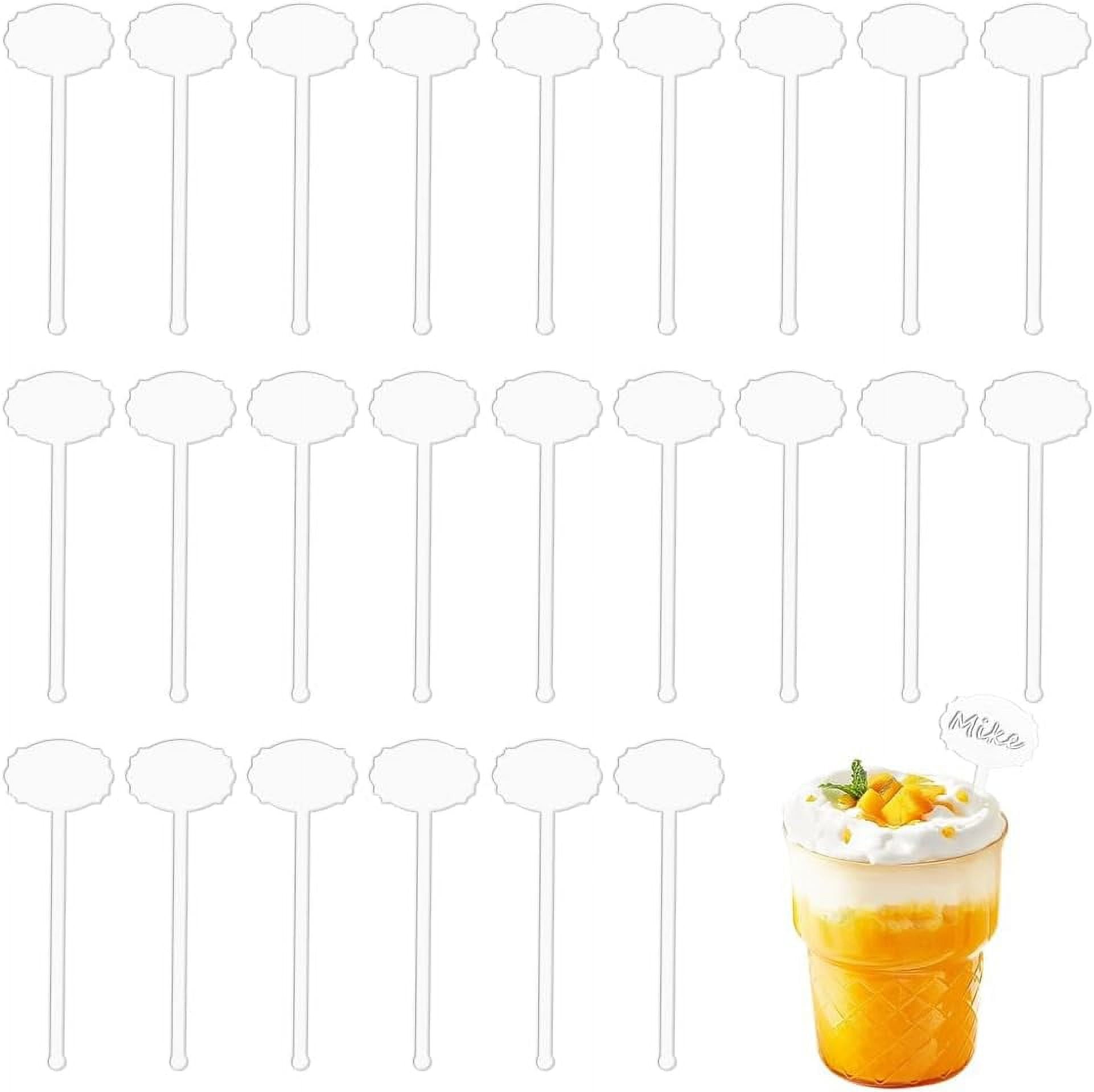 24 Pcs 6 Inch Acrylic Cocktail Swizzle Stick Clear Oval Shaped Drink ...