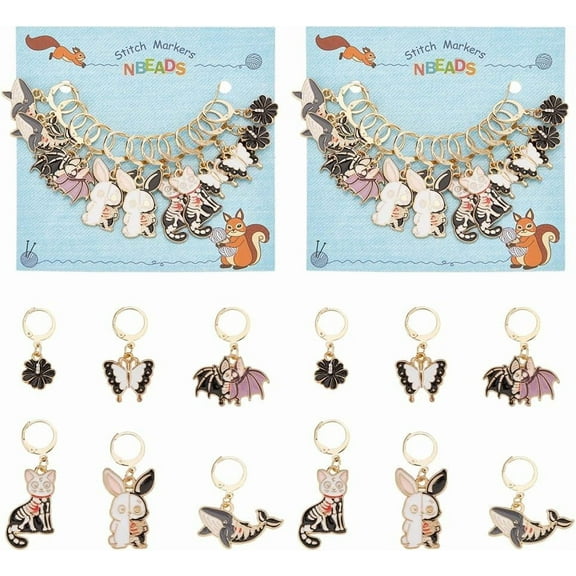 30 Pcs Stitch Markers with Wooden Storage Box, Cat Ears Metal Knitting ...