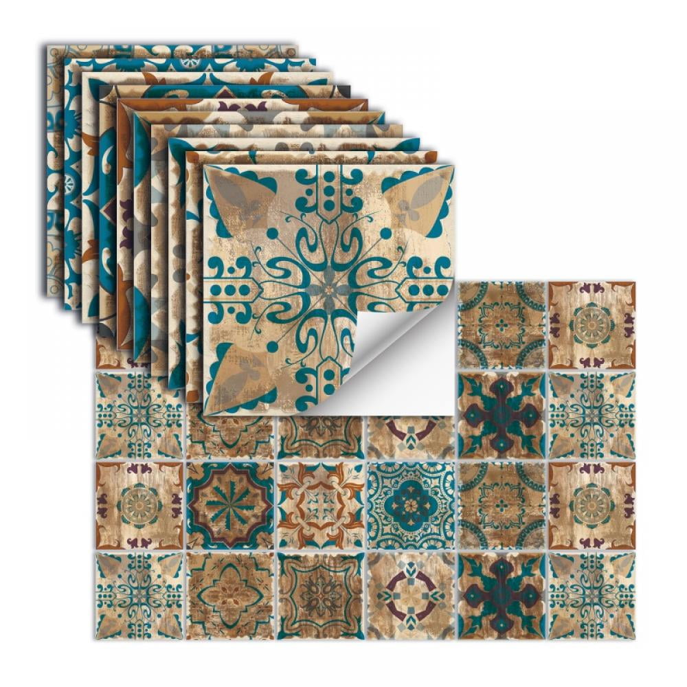 24 Pcs (6x6 in) Decorative Tile Stickers, Peel and Stick Self Adhesive ...
