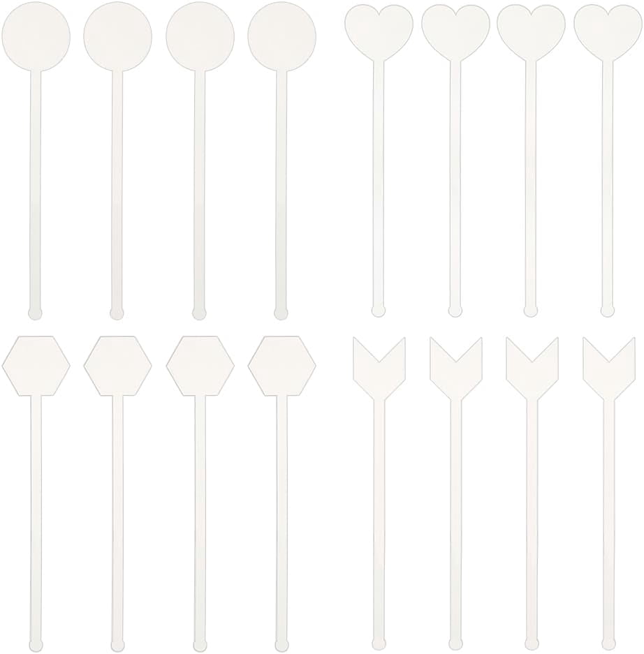 24 Pcs 7.2 Inch Acrylic Cocktail Swizzle Stick 4 Styles Clear Drink ...