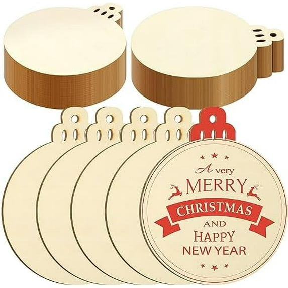 24 Pcs 7" Extra Large Christmas Wooden Ornaments for Crafts Round ...