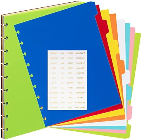 24 Pcs 7 x 9.25 Inches 9 Discbound Dividers Discbound Notebook Divider ...