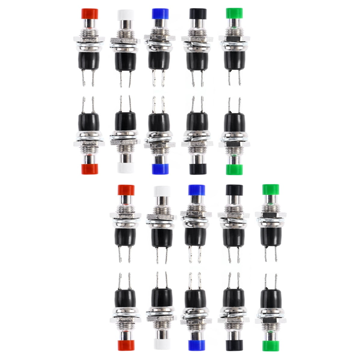 24 Pcs 7MM Mounting Hole 1A 250V AC 2 OFF/ON Thread SPST Momentary ...