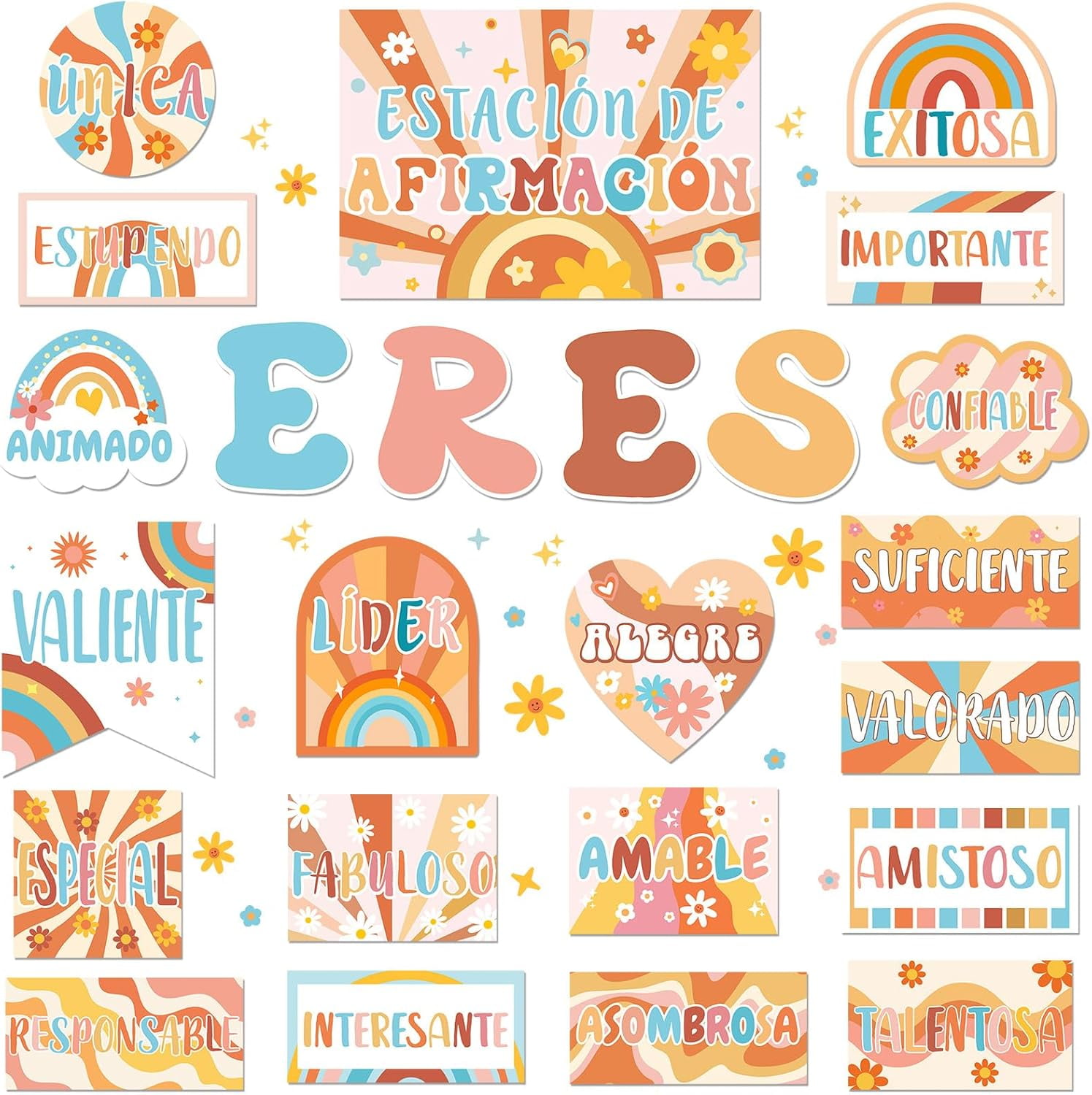 24 Pcs Affirmation Station Spanish Bulletin Board Set Spanish ...