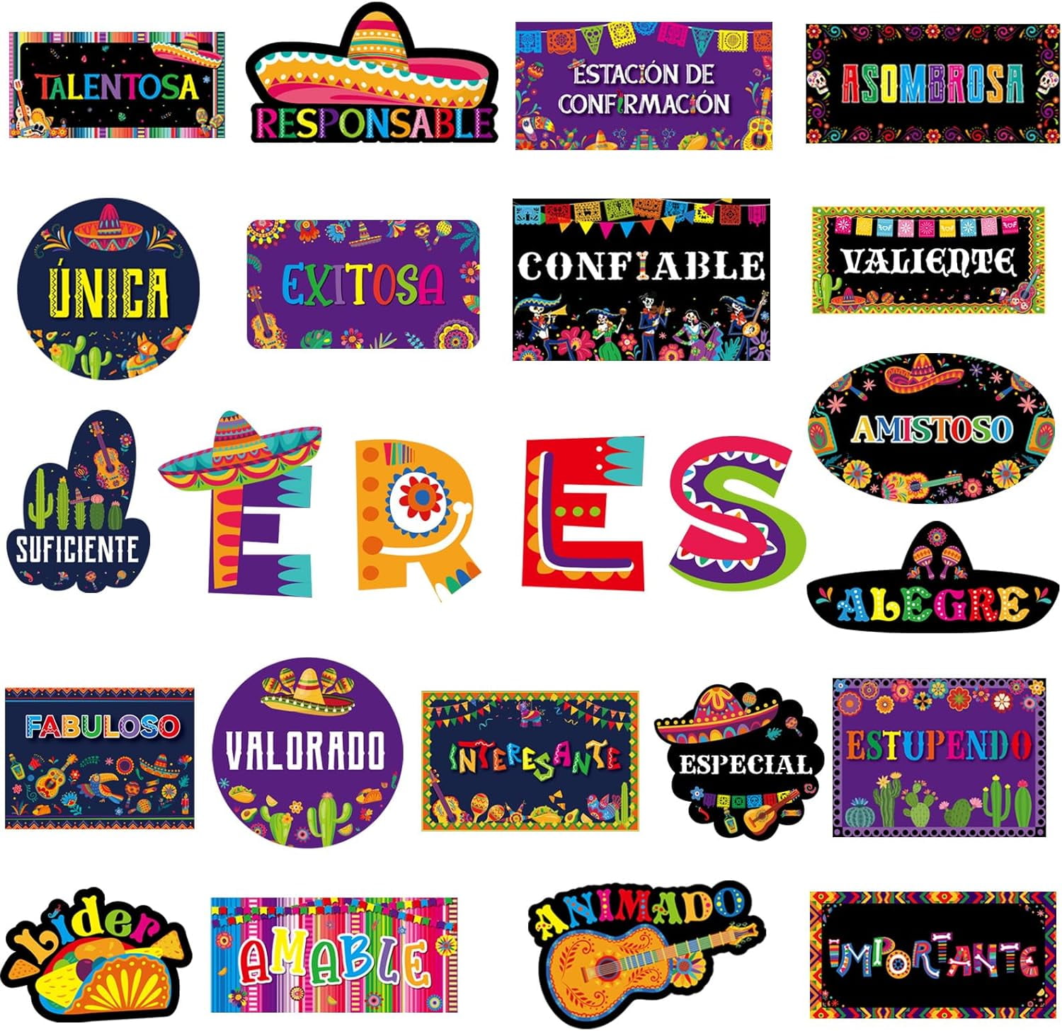 24 Pcs Affirmation Station Spanish Bulletin Board Set Spanish ...