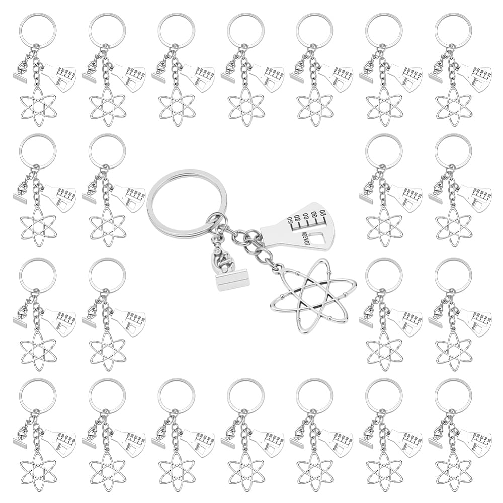 24 Pcs Alloy Atom Microscope Key Chain Science Symbol Keychain ...