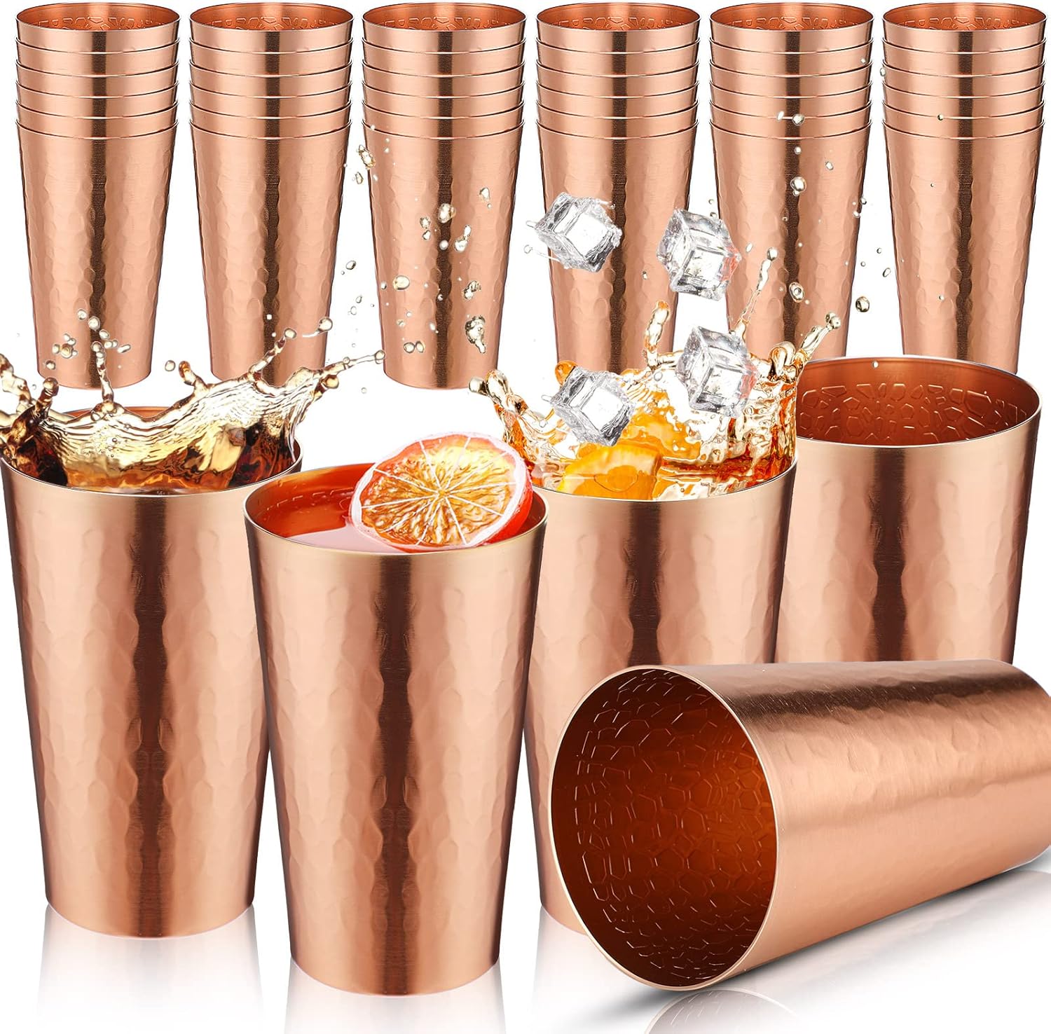 24 Pcs Aluminum Cold Drink Cups 15oz Stackable Metal Cups Retro ...