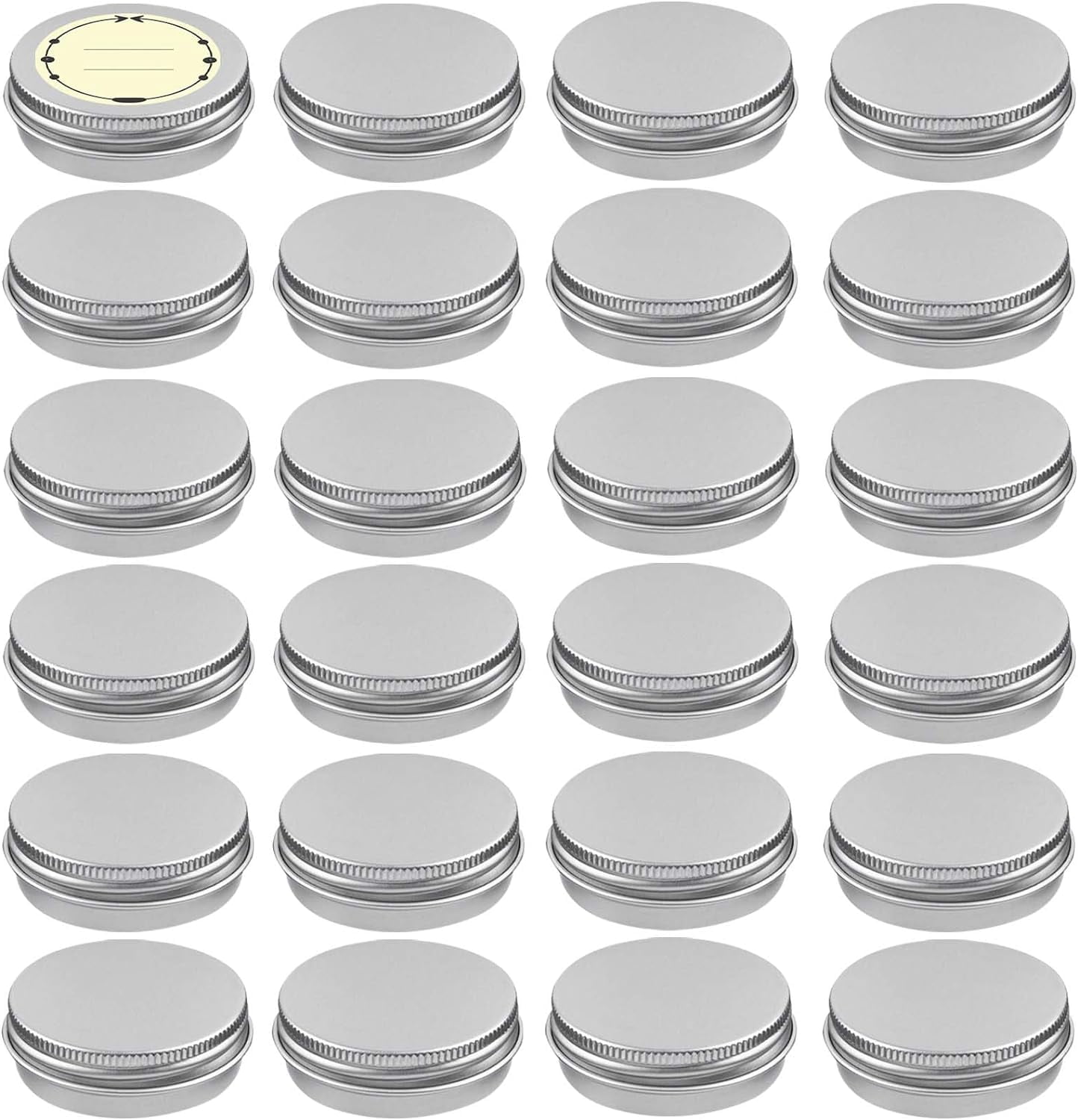 24 Pcs Aluminum Round Cans with Lid and Labels,1 Oz Metal Tins Food ...