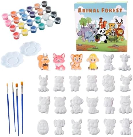 24 Pcs Animal Forest Paint Your Own Plaster Animals Kit - Cute Zoo ...