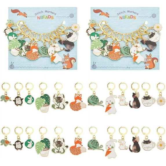 24 Pcs Animal Theme Stitch Markers Enamel Alloy Crochet Stitch Marker ...