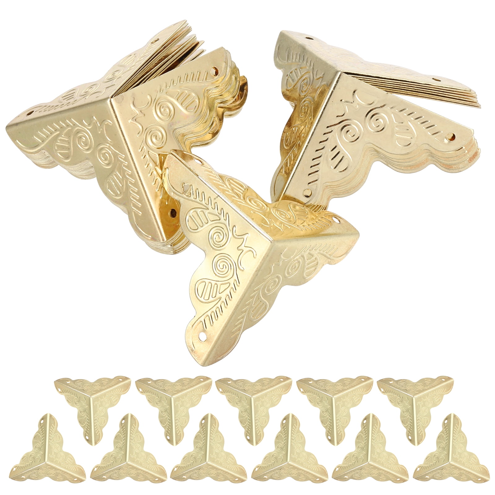 24 Pcs Antique Three-sided Corners 2.50X2.50X2.50CM Golden - Walmart.com