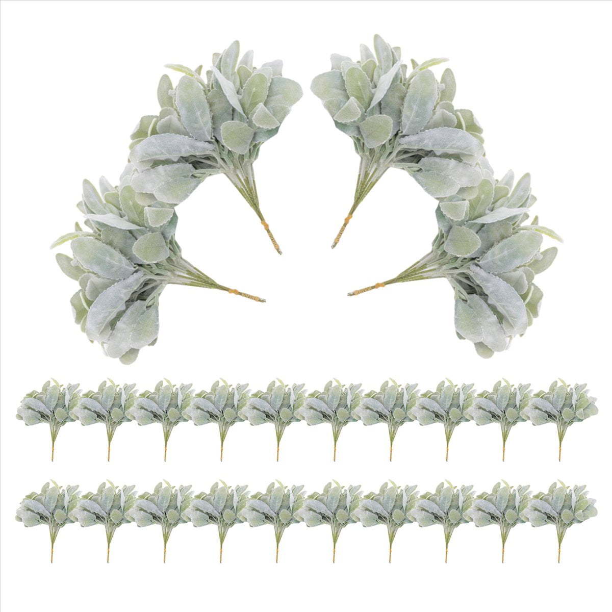 24 Pcs Artificial Flocked Lambs Ear Greenery Stems Faux Lamb's Decor ...