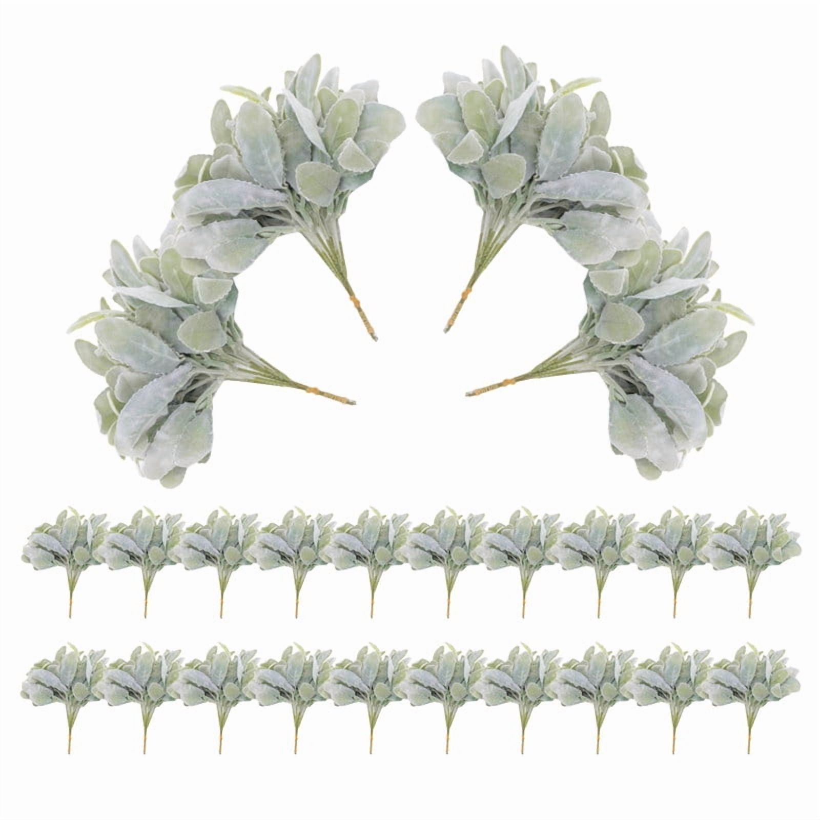 24 Pcs Artificial Flocked Lambs Ear Greenery Stems Faux Lambs Ear Stems ...