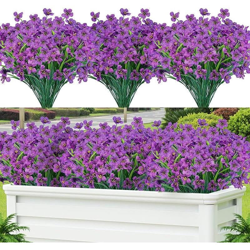 24 Pcs Artificial Flowers for Outdoor,Plastic Flowers Decoration, UV ...
