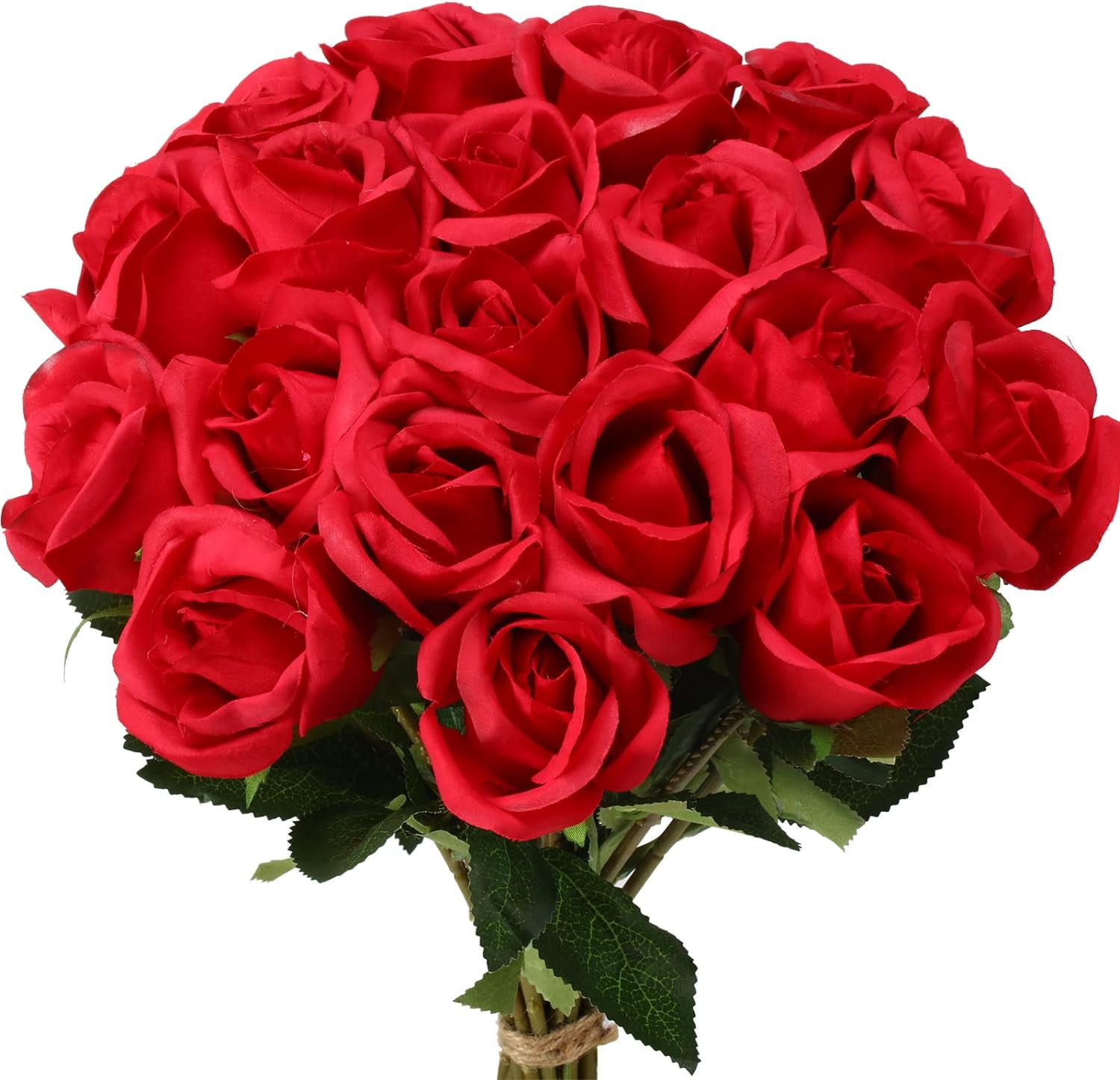 24 Pcs Artificial Roses Flowers Realistic Silk Rose Long Stem White ...