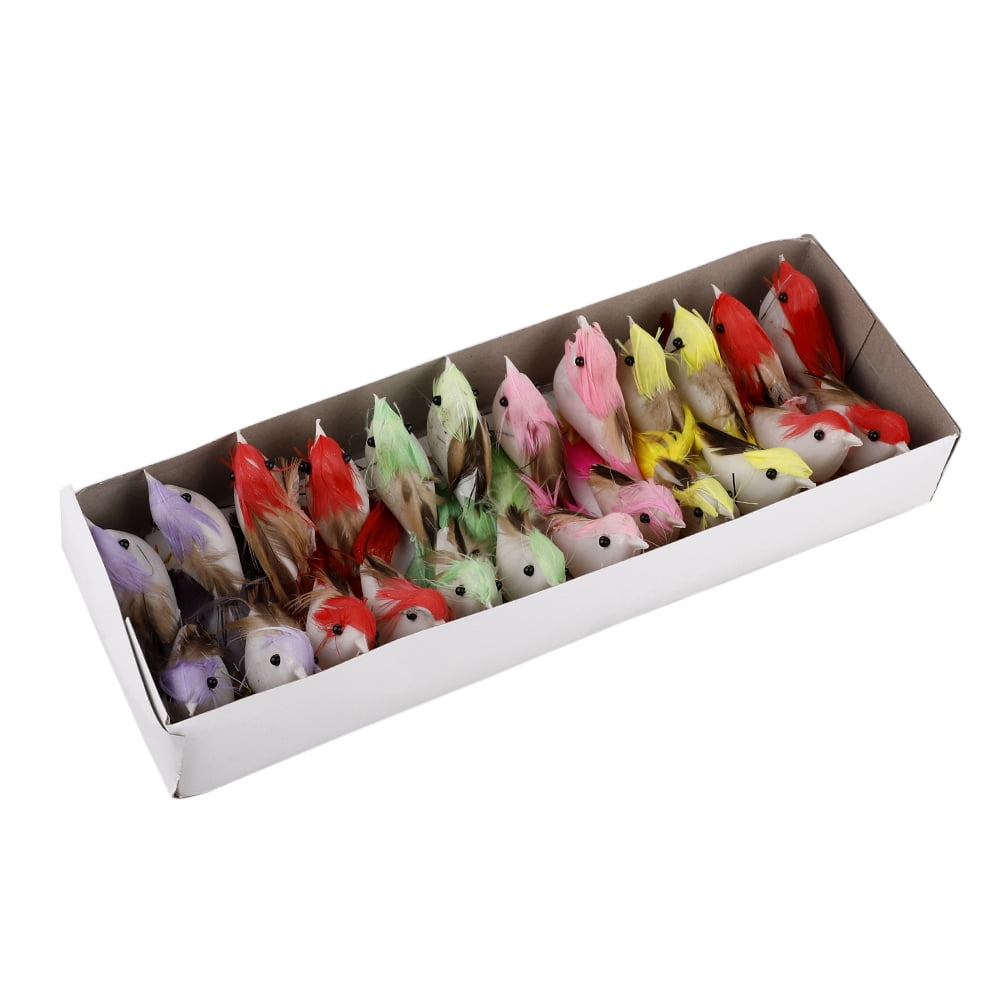 24 Pcs Artificial Simulation Foam Feather Bird Decorative Fake Birds ...