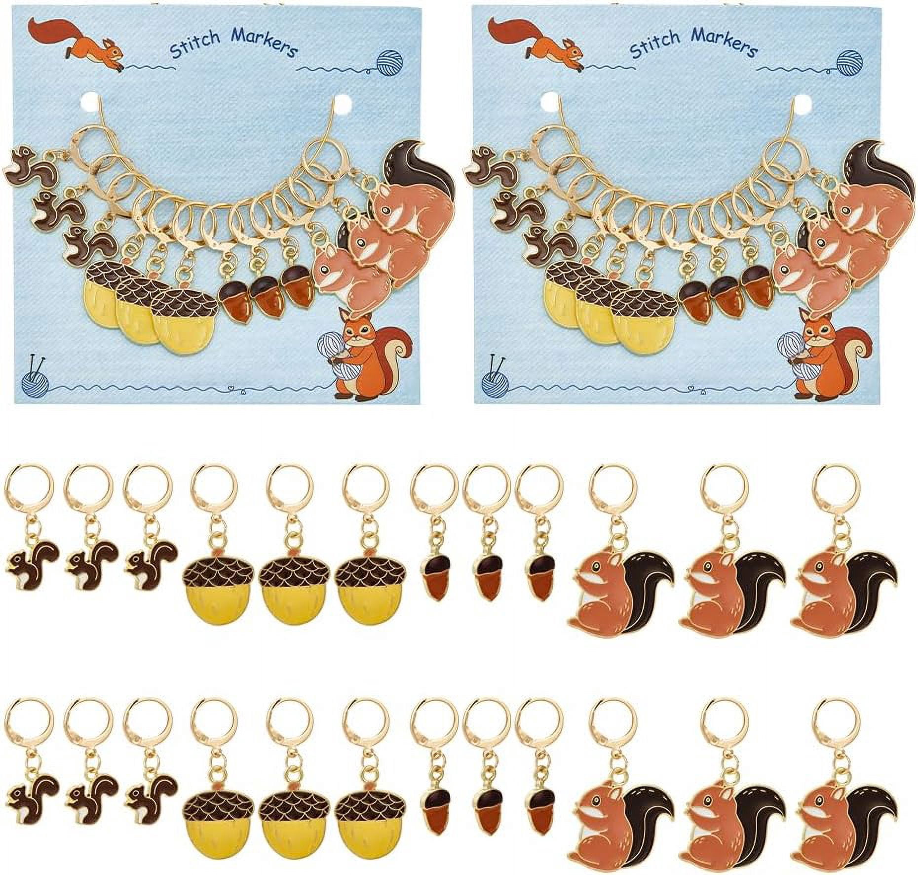 24 Pcs Autumn Theme Stitch Markers Acorn/Squirrel Enamel Crochet Stitch ...