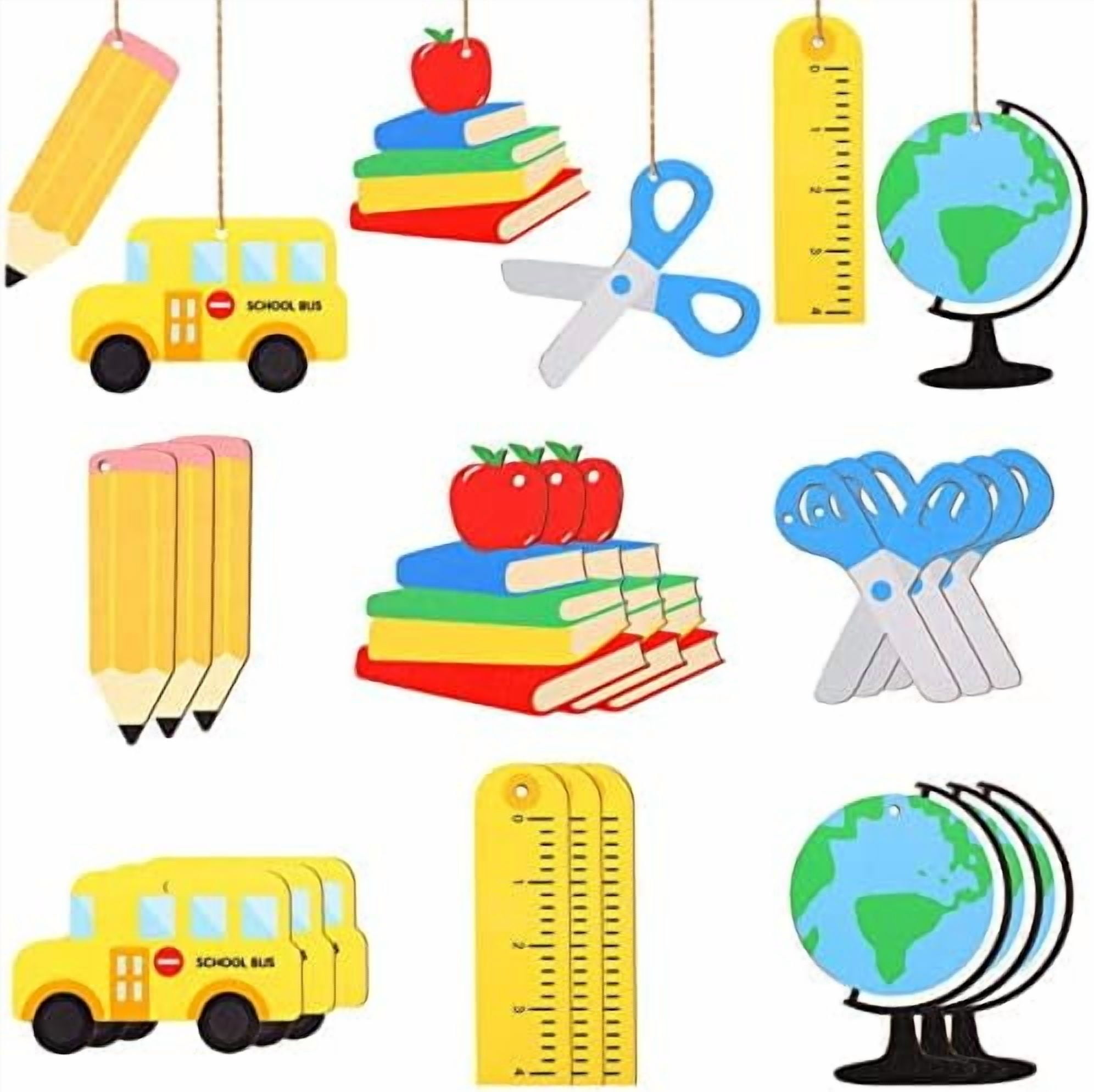 24 Pcs Back to School Hanging Decoration First Day of Classroom Wooden ...