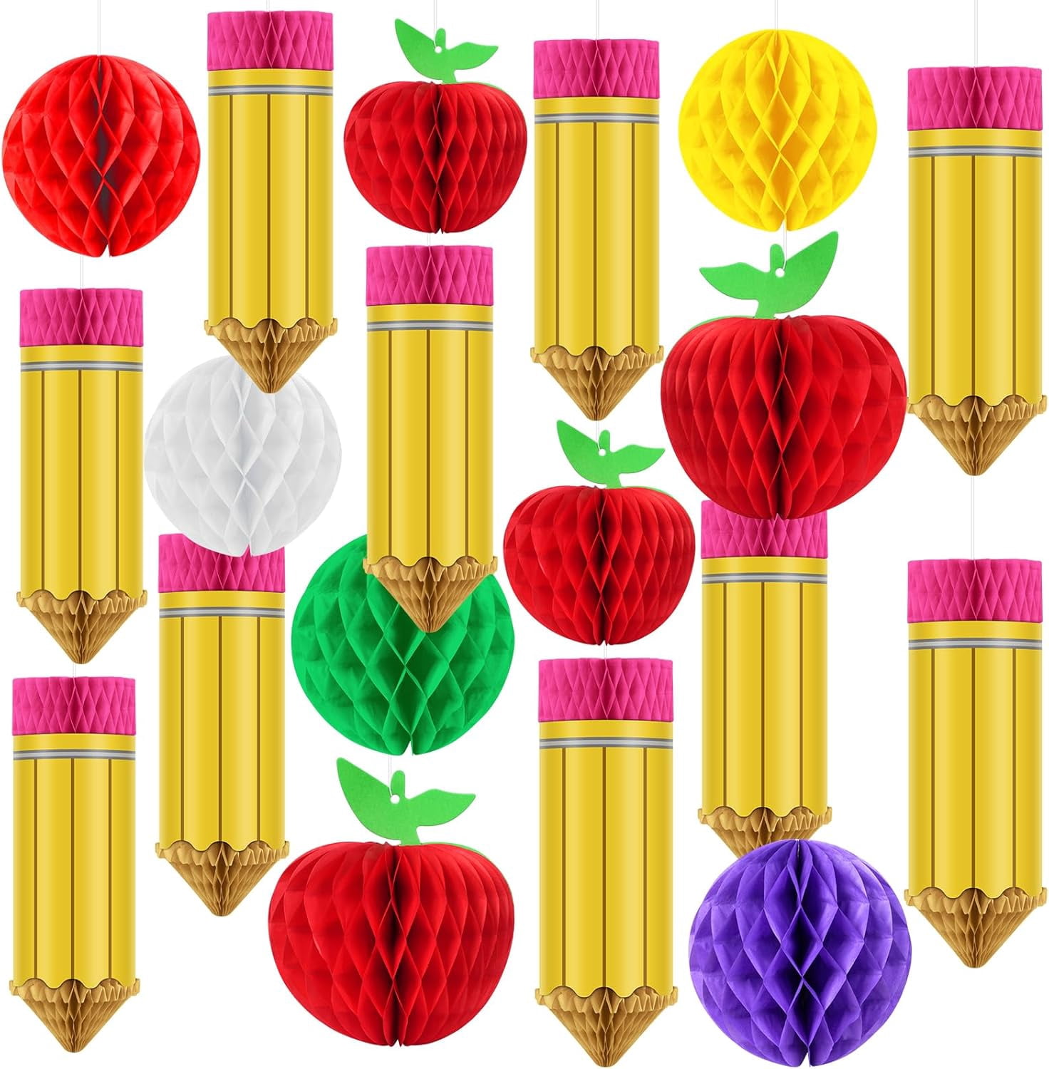 24 Pcs Back to School Hanging Pencil Decorations,Tissue Paper Pencil ...