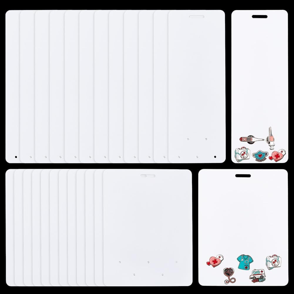 24 Pcs Badge Buddy Pin Holder 2 Styles Rectangle PVC Plastic Badge ...