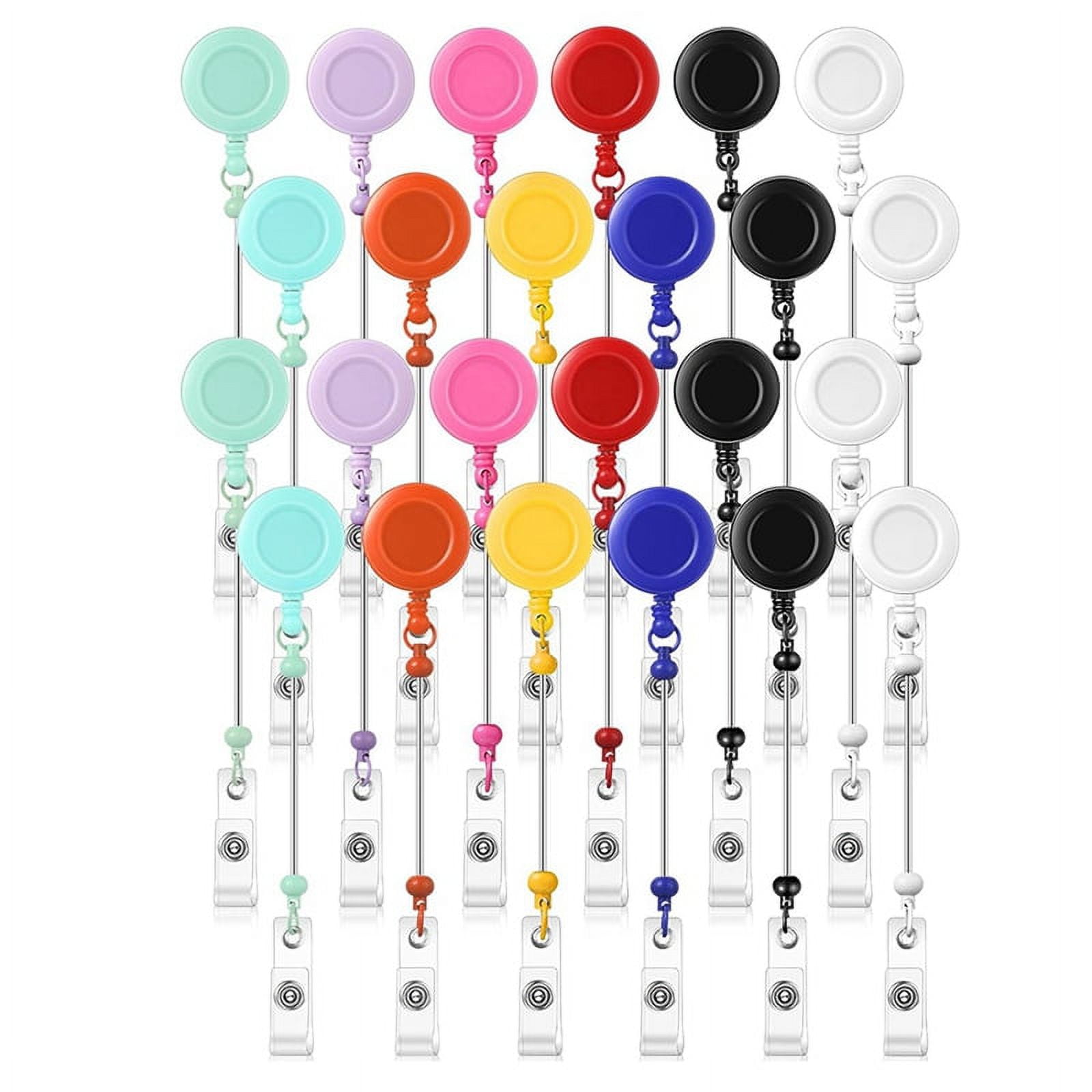 24Pcs Beadable Badge Reel Retractable Clips Holder for Beads Colorful ...