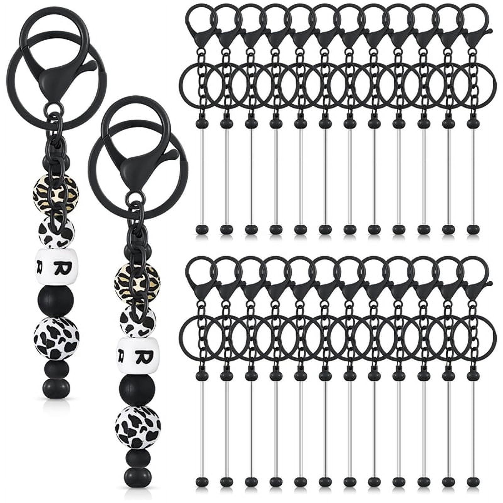 24 Pcs Beadable Keychain Bars Bulk for Beads DIY Blank Metal Beaded ...