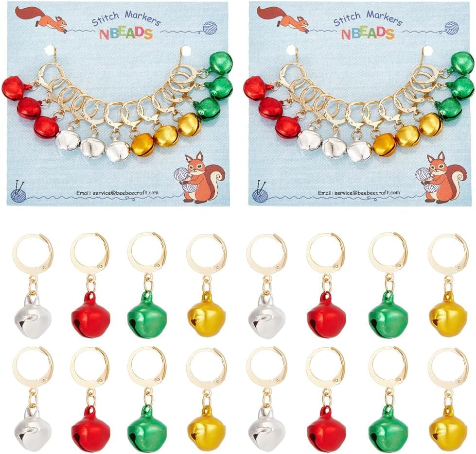 24 Pcs Bell Stitch Markers Metal Crochet Stitch Marker Charms Locking ...